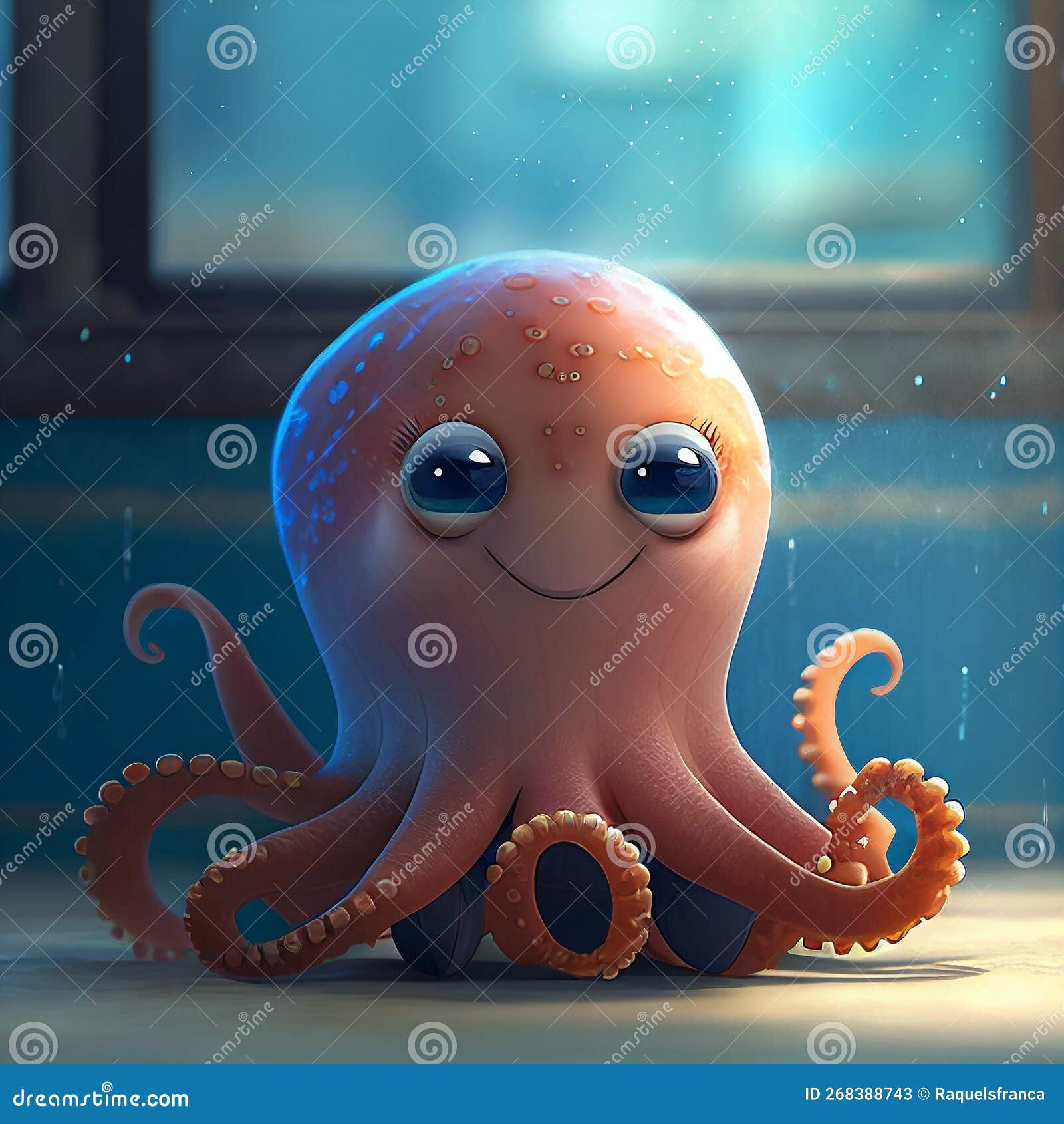 Cute and Happy Octopus Character Stock Illustration - Illustration of ...