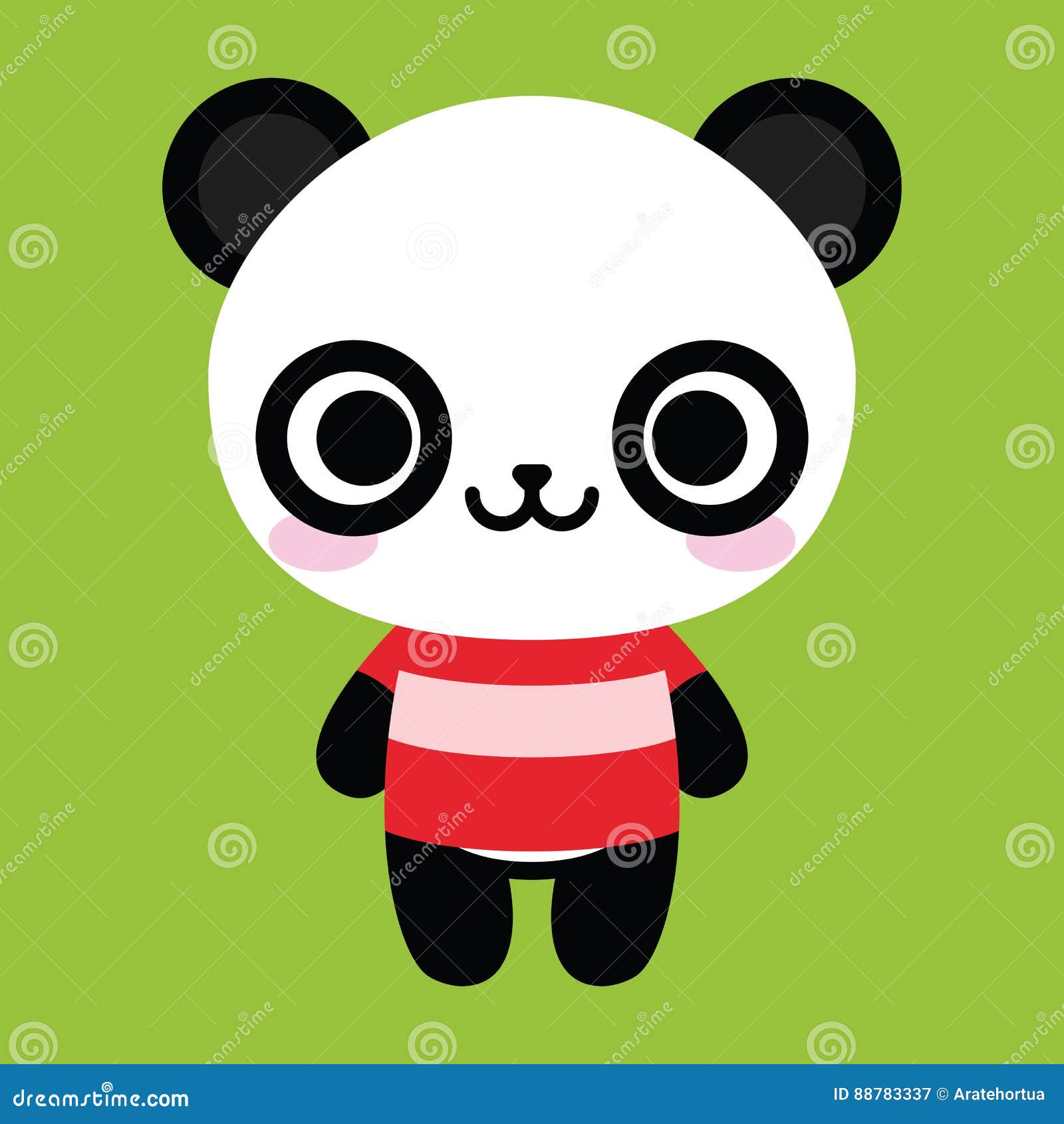 Cute Happy Panda Bear Isolated on White Background Stock Illustration ...