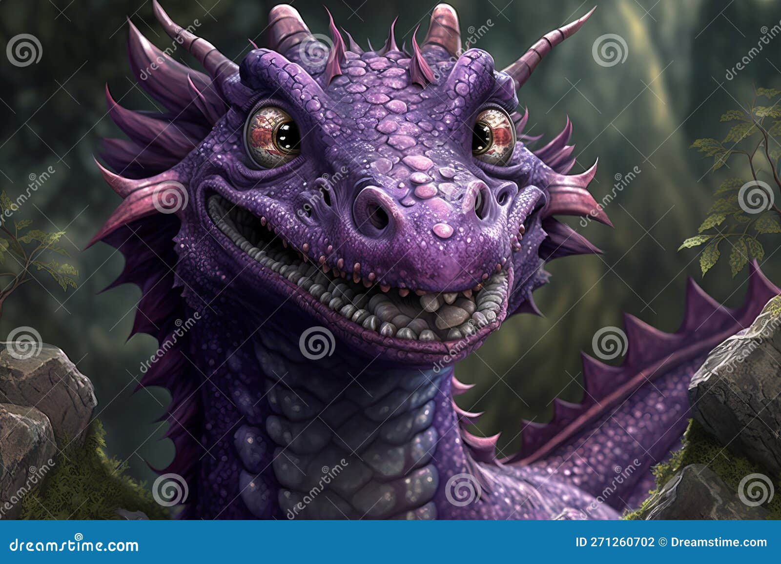 Cute happy purple dragon stock illustration. Illustration of violet ...