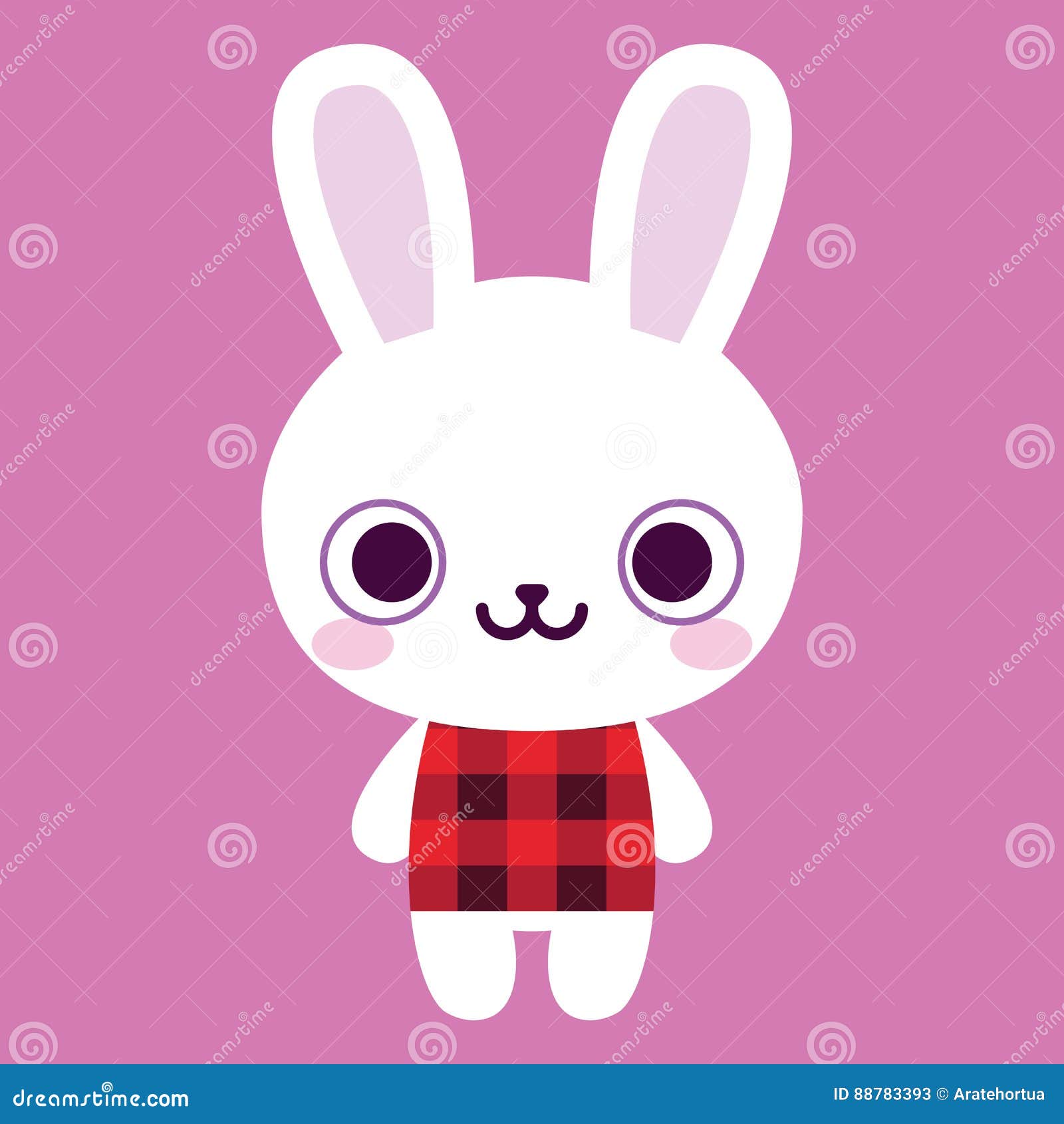 Cute Happy Rabbit Isolated on White Background Stock Illustration ...