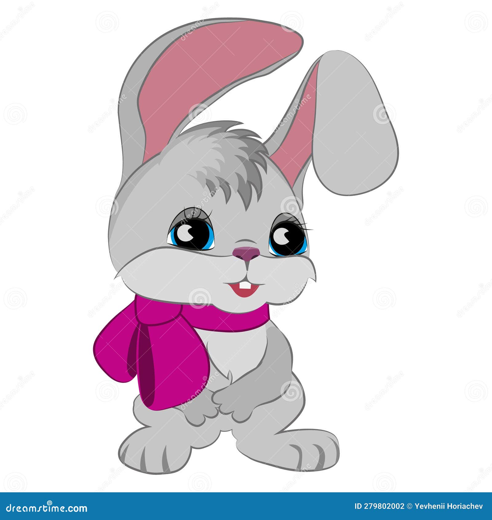 Cute Happy Rabbit with Red Bow. Stock Vector - Illustration of wild ...