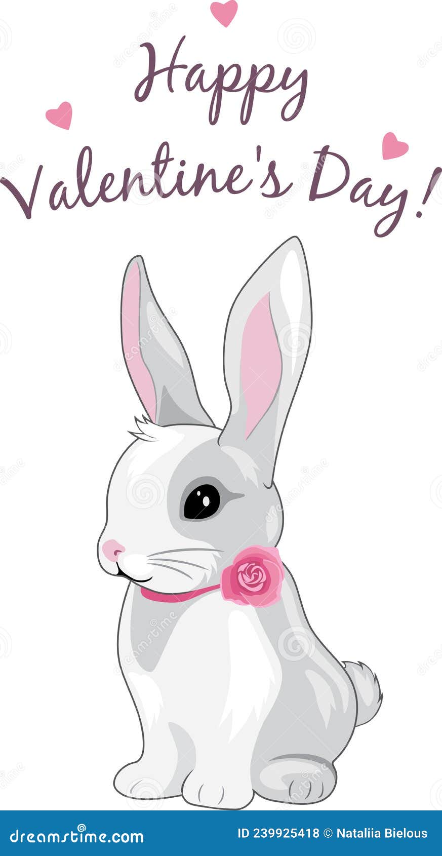 Cute Happy Rabbit with Rose. Design for Postcard Stock Vector ...