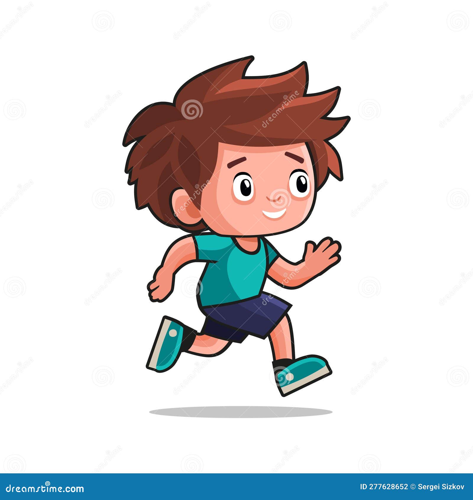 Cute Happy Running Boy on White Background. Cartoon Style Stock Vector ...
