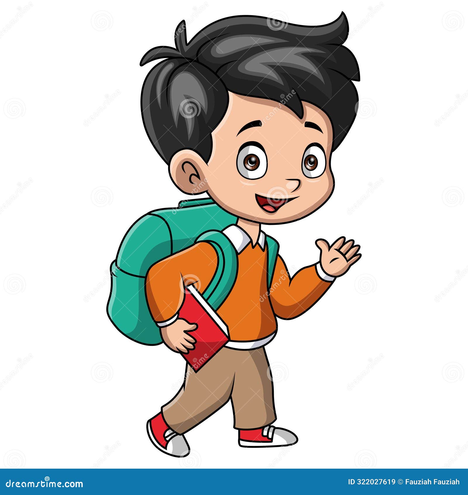 Cute Happy School Boy Cartoon Stock Vector - Illustration of ...