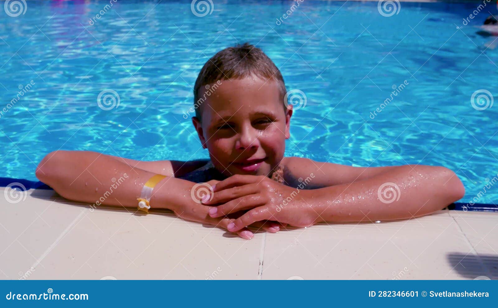 Cute Happy Smiling Boy in Hotel Pool in Summer Stock Video - Video of ...