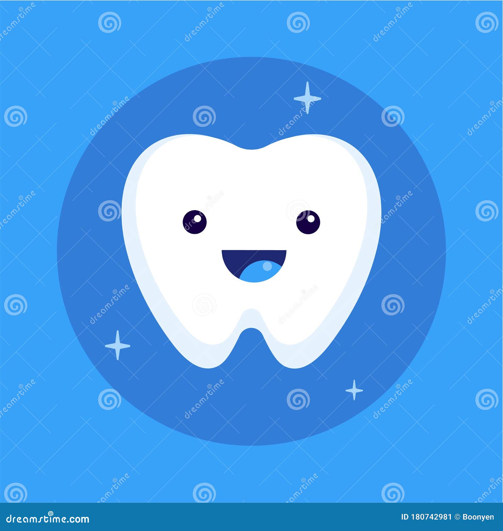 Cute Happy Smiling Tooth Icon, Flat Vector Illustration Stock Vector ...