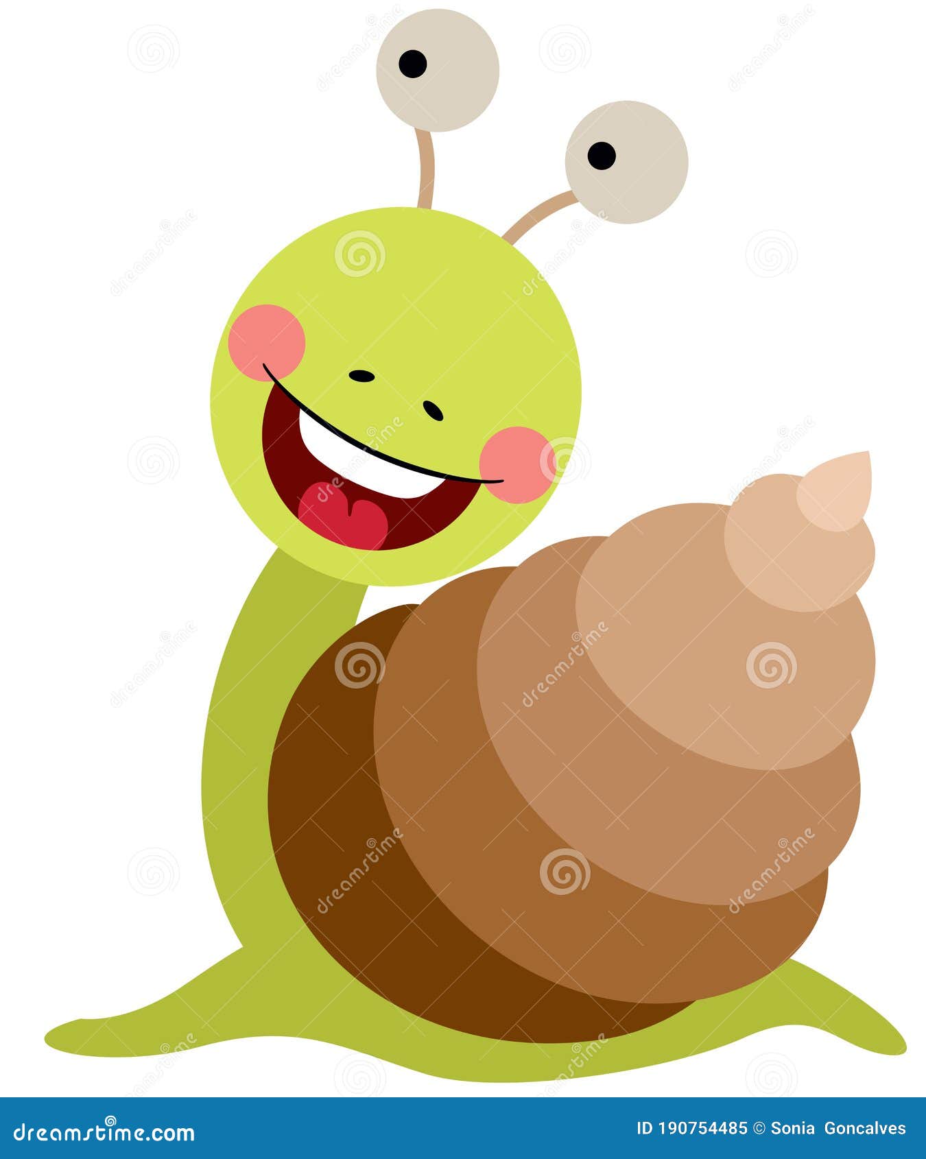 Cute Happy Snail Isolated on White Stock Vector - Illustration of house ...