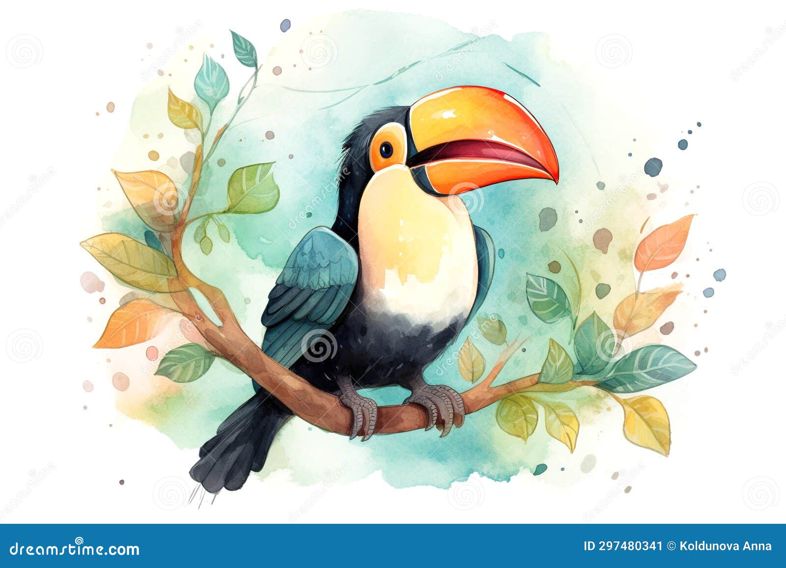 Cute Happy Toucan Singing on Tree, Concept of Biodiversity Conservation ...