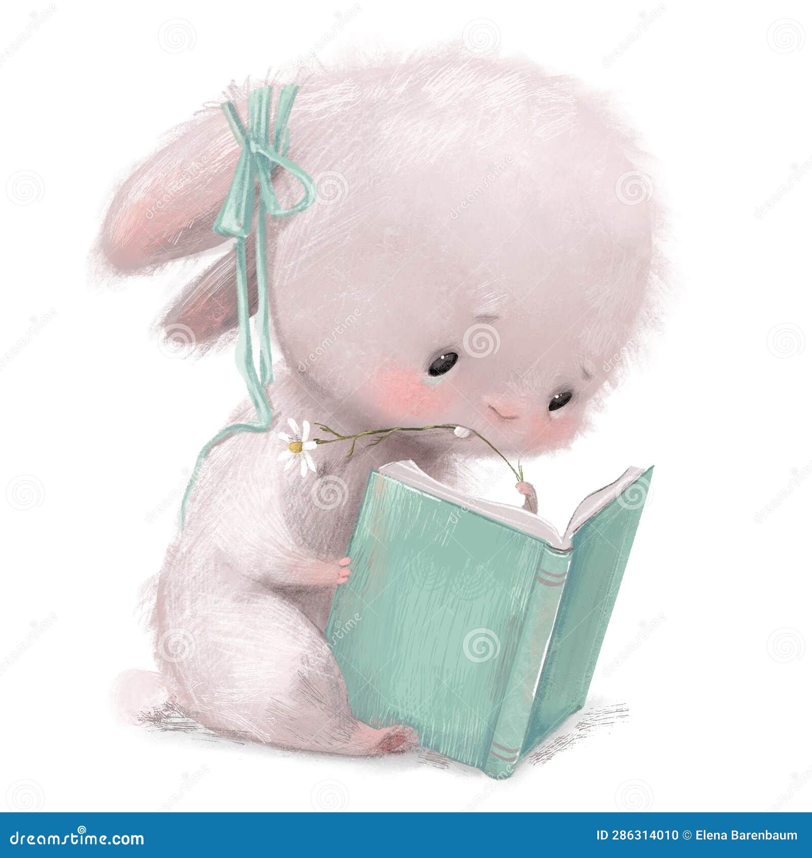 Cute Cartoon Hare with Reding the Book Stock Illustration ...