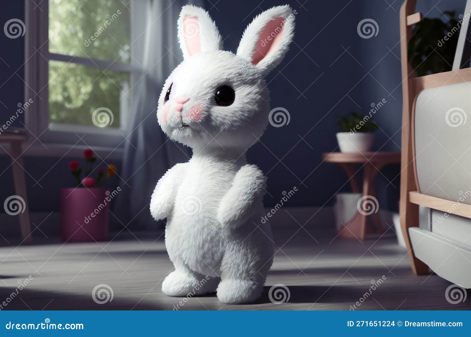 Cute Hare Toy. Soft Plush Toy of Eared Animal. Generative AI. Stock ...
