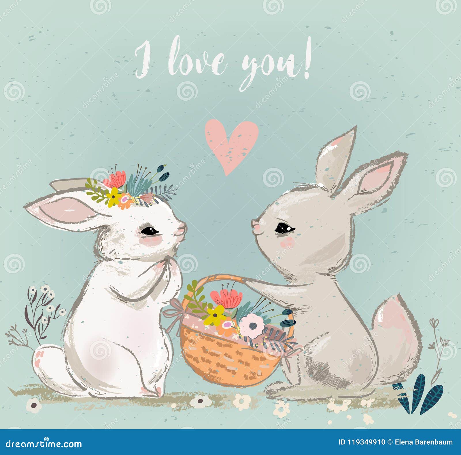 Cute hares couple stock vector. Illustration of hare - 119349910