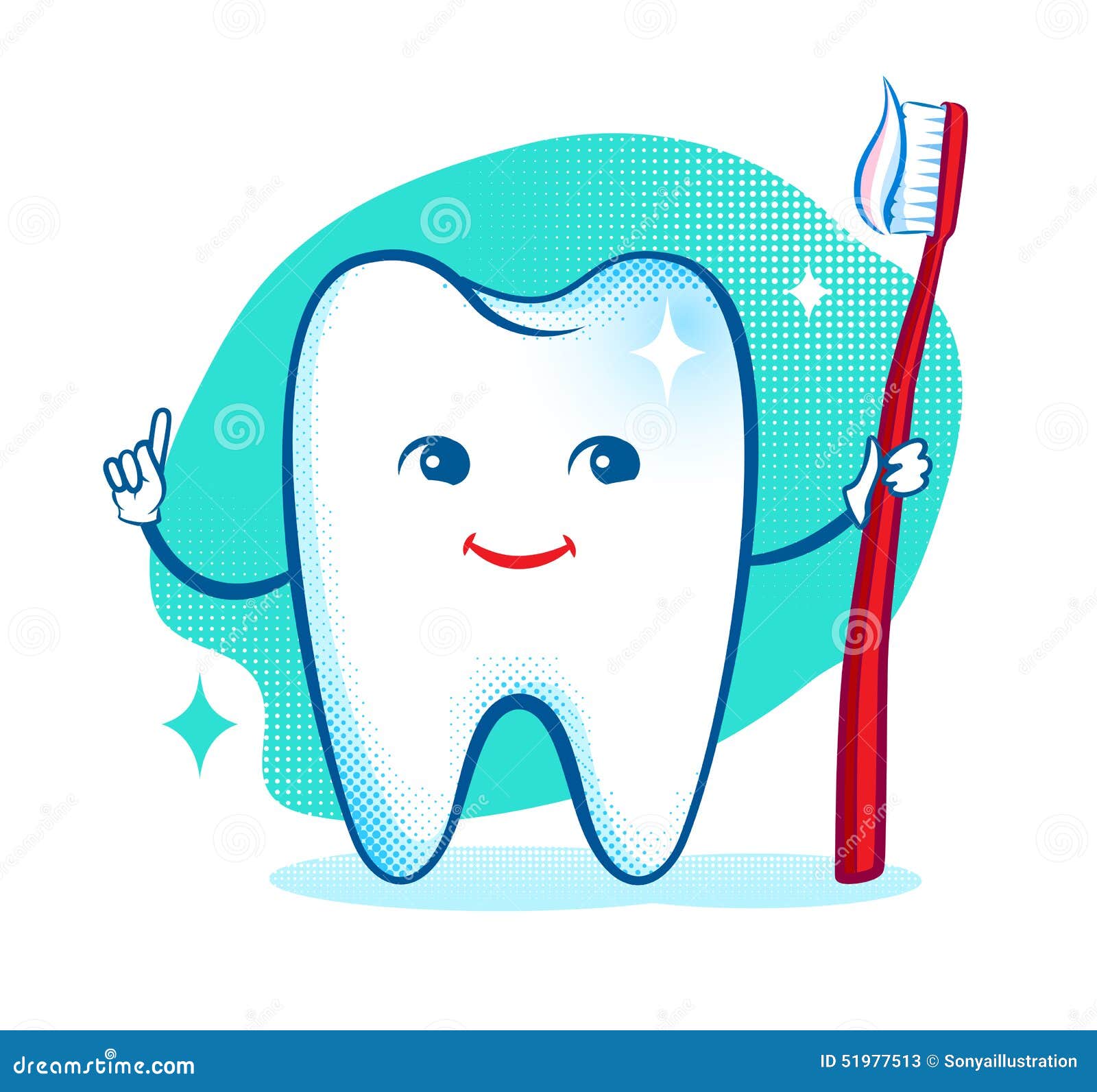 Cute Healthy White Shiny Tooth Character Stock Vector - Illustration of ...