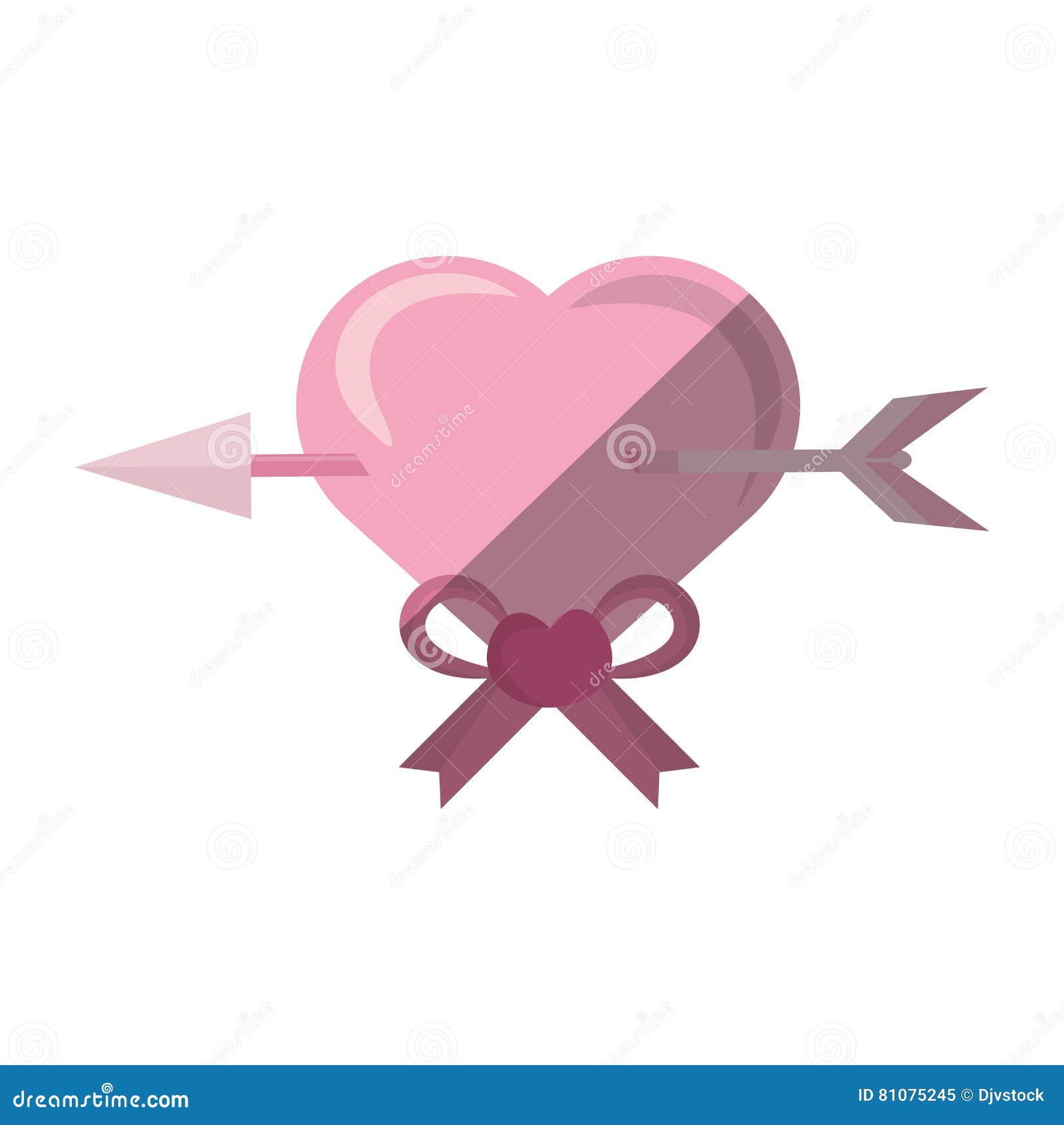 Cute Heart Arrow Pink Bow Icon Stock Vector - Illustration of ...