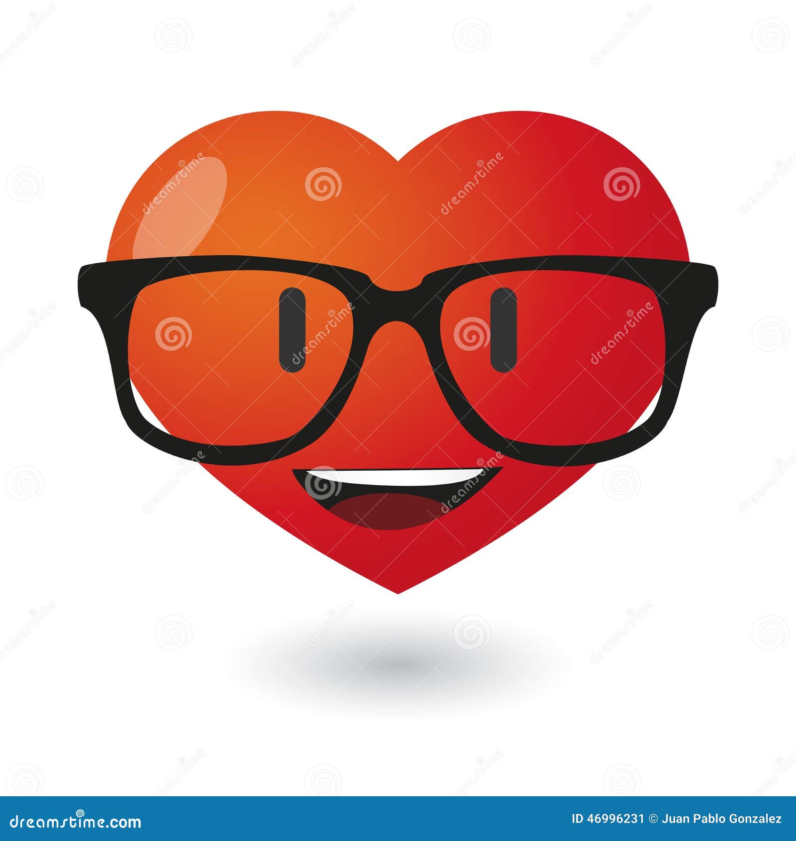 Cute Heart Avatar Wearing Glasses Stock Illustration - Illustration of ...