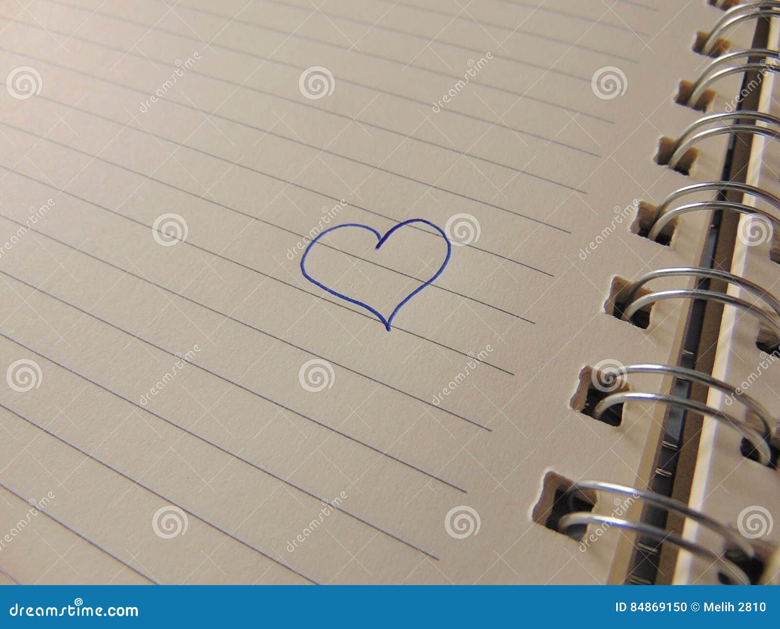 Cute Heart Drawn in Notebook Stock Photo - Image of blue, binder: 84869150