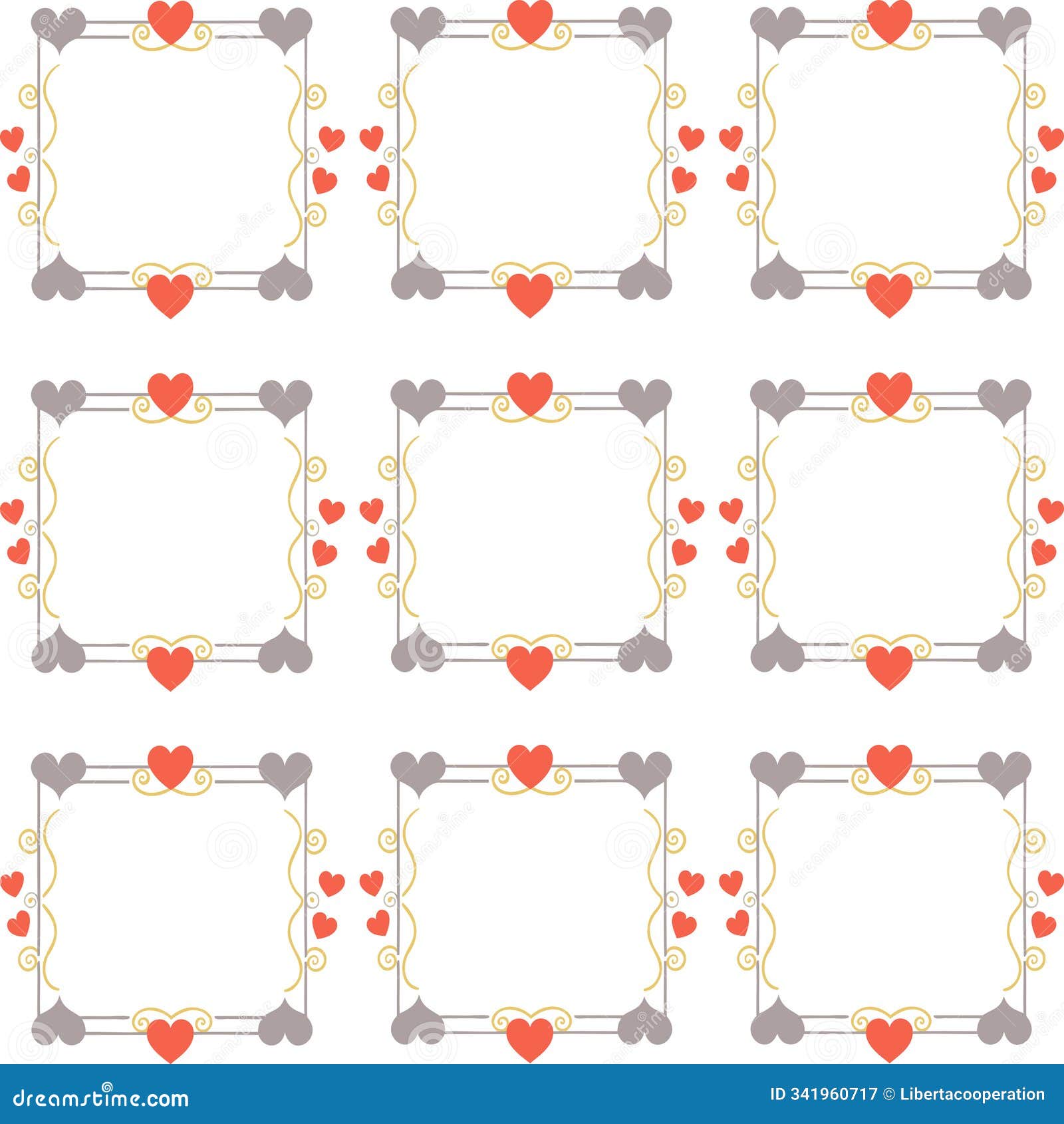 Cute Heart Frame Collection for Romantic Designs Stock Illustration ...