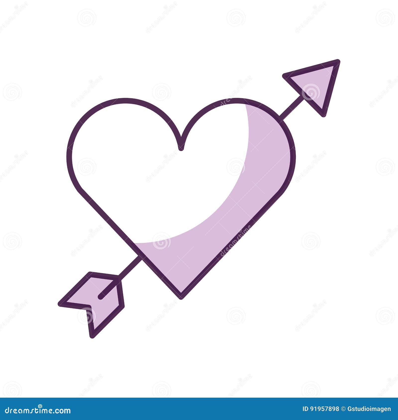 Cute heart love with arrow stock vector. Illustration of icon - 91957898
