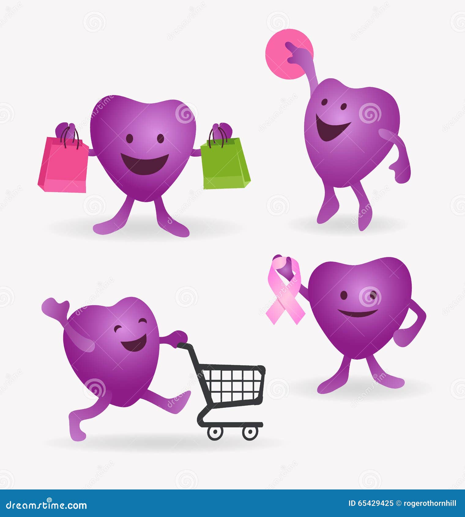 Cute Heart Shaped Cartoon Character Stock Vector - Illustration of ...