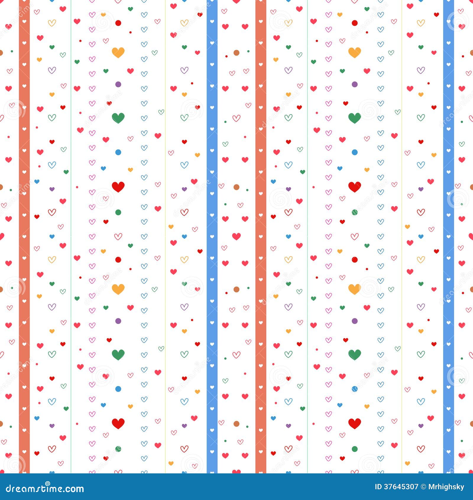 Cute Hearts Seamless Pattern Stock Vector - Illustration of background ...