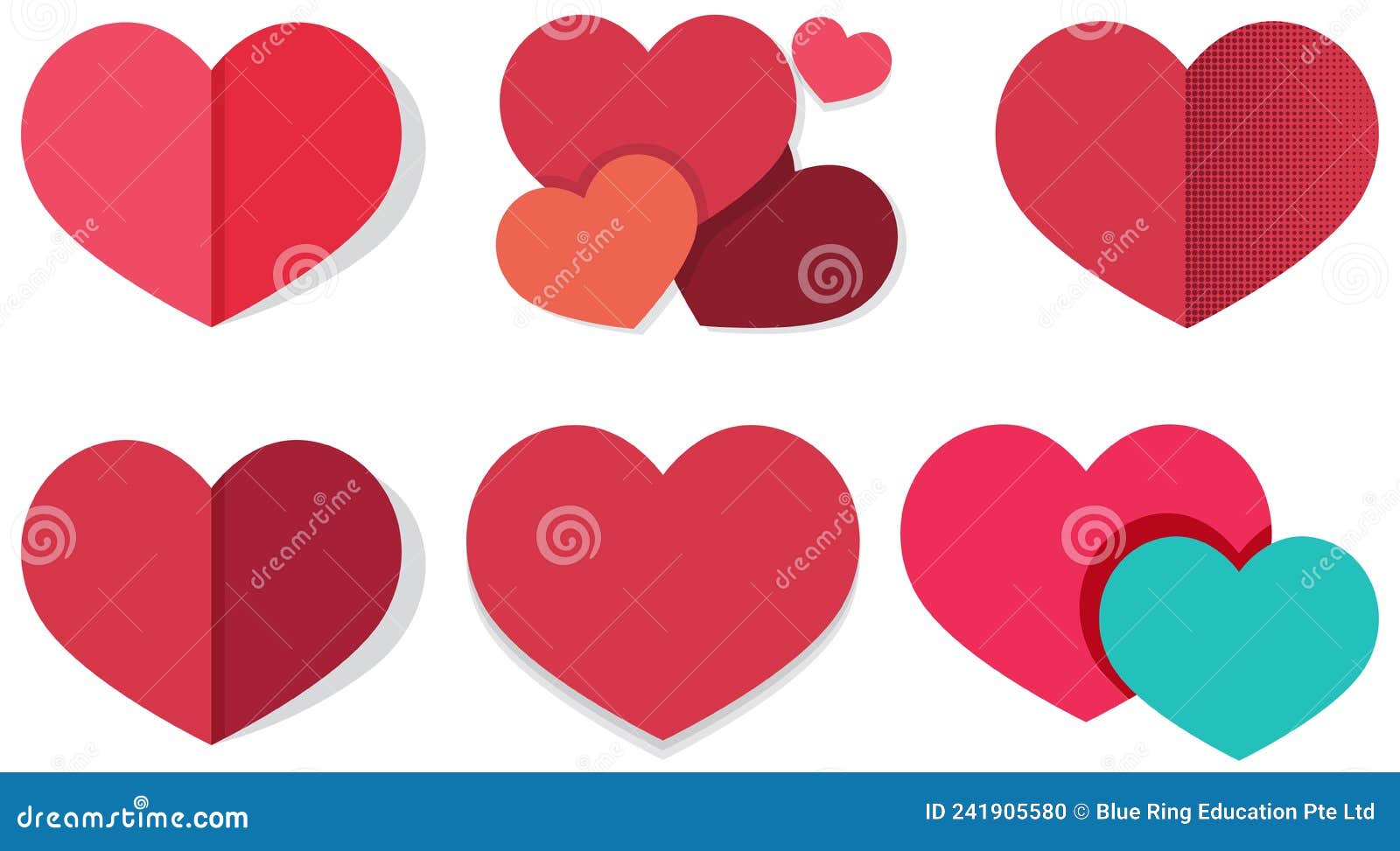 Cute Hearts Set in Different Style Stock Vector - Illustration of ...