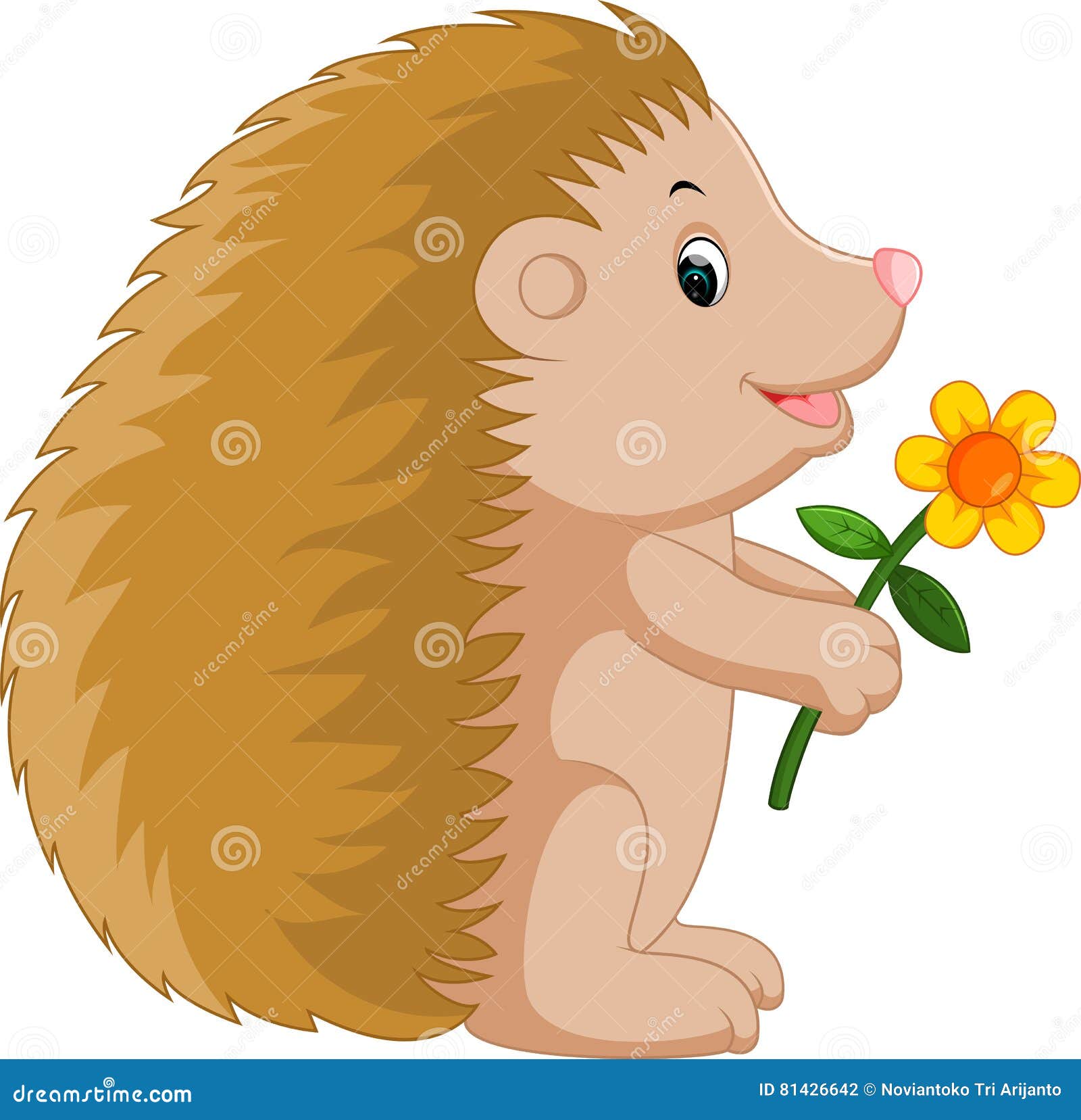 Cute Hedgehog, Lovely Prickly Animal Cartoon Character Front View ...