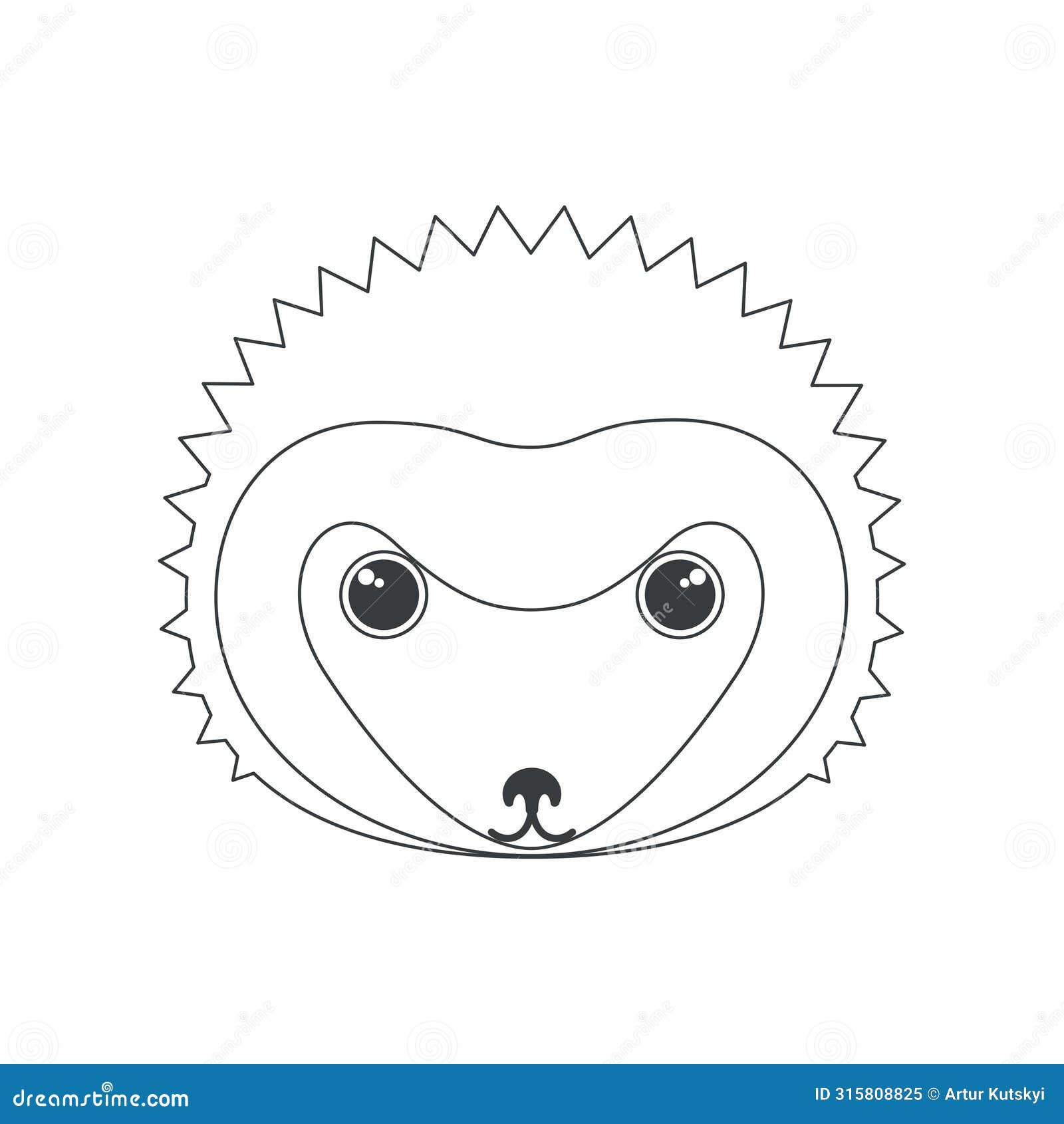 Cute Hedgehog Face, Forest Animals Head of Simple Circle Shape Stock ...