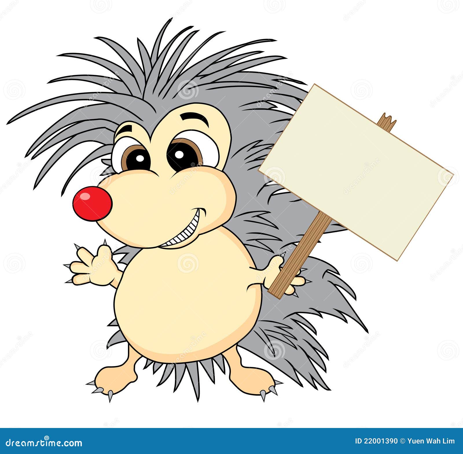 Cute Hedgehog Holding a Wooden Sign Stock Vector - Illustration of ...
