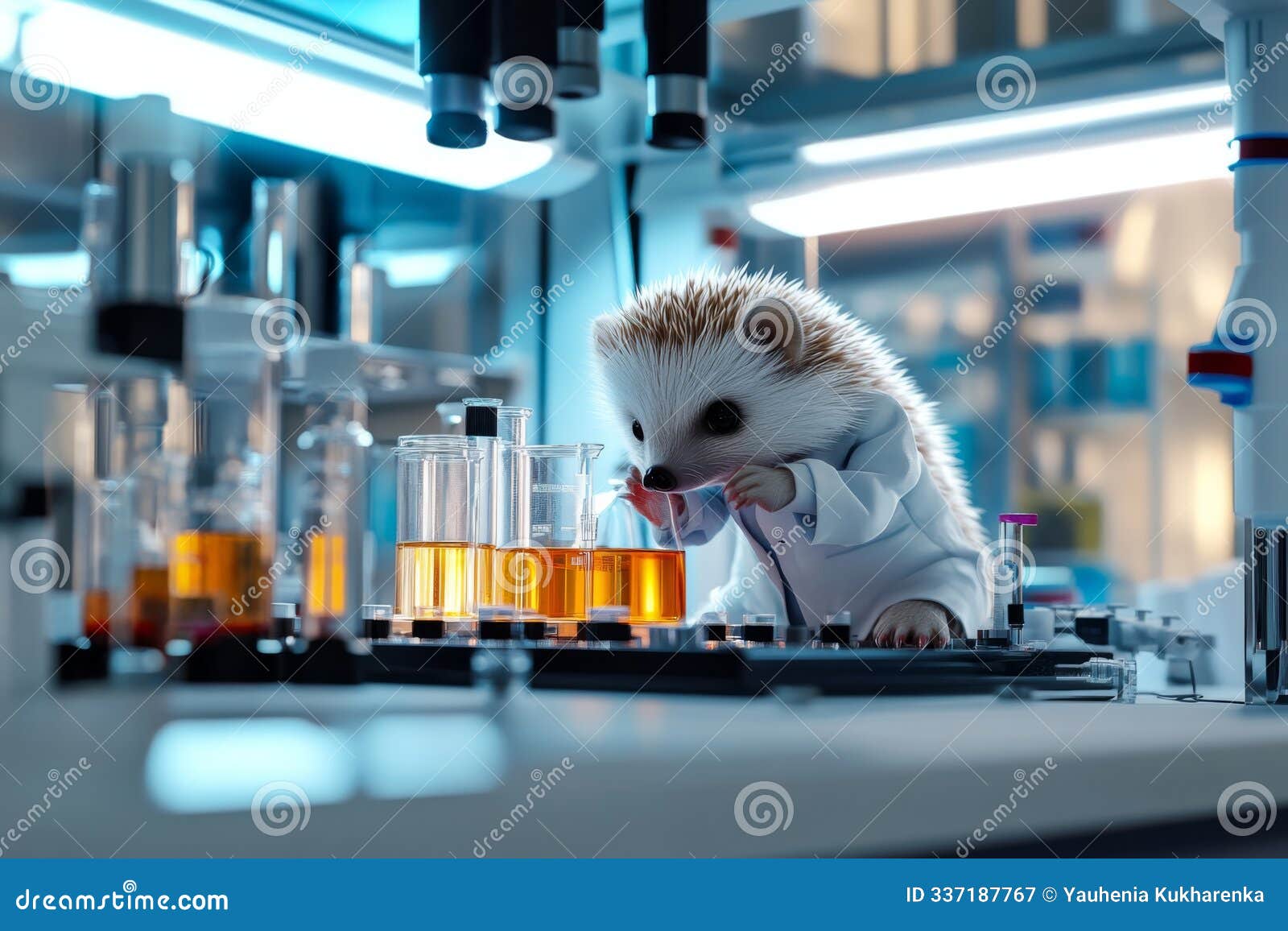Hedgehog Scientist in Lab stock illustration. Illustration of work - 337187767