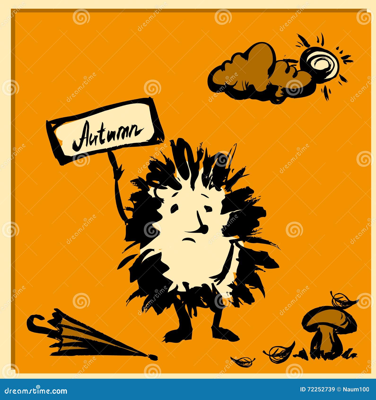 Cute Hedgehog with a Sign, Hand Drawn Stock Vector - Illustration of ...
