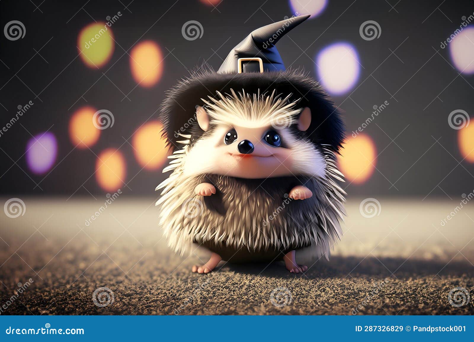 Cute Hedgehog Wearing Witch Hat in Halloween Night Stock Image - Image ...