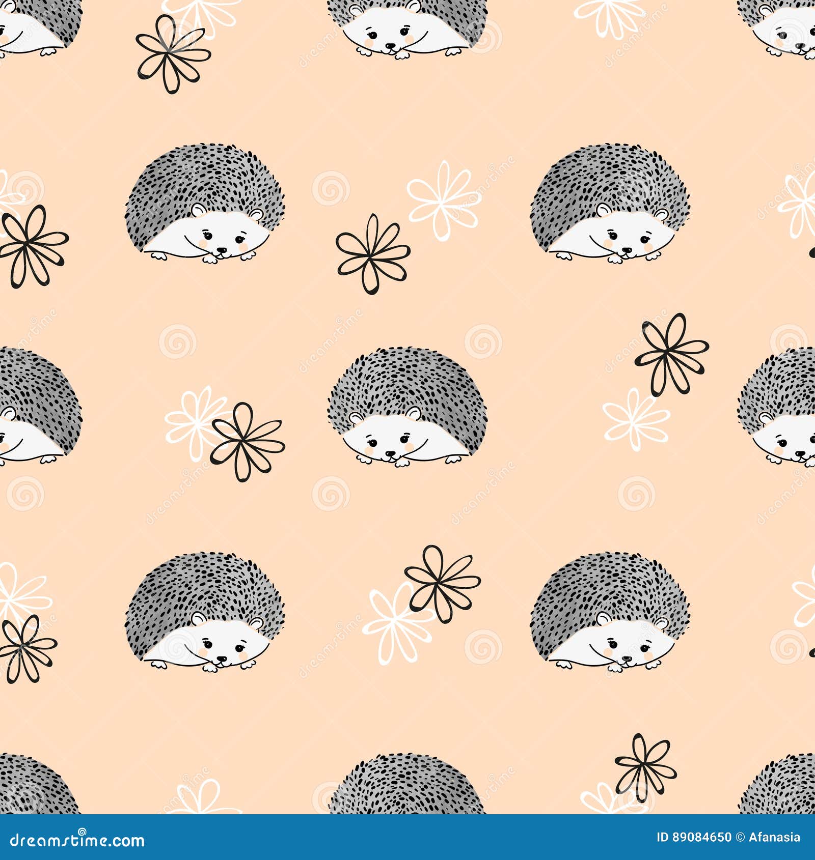 Cute Hedgehogs Pattern Vector Illustration | CartoonDealer.com #89084650