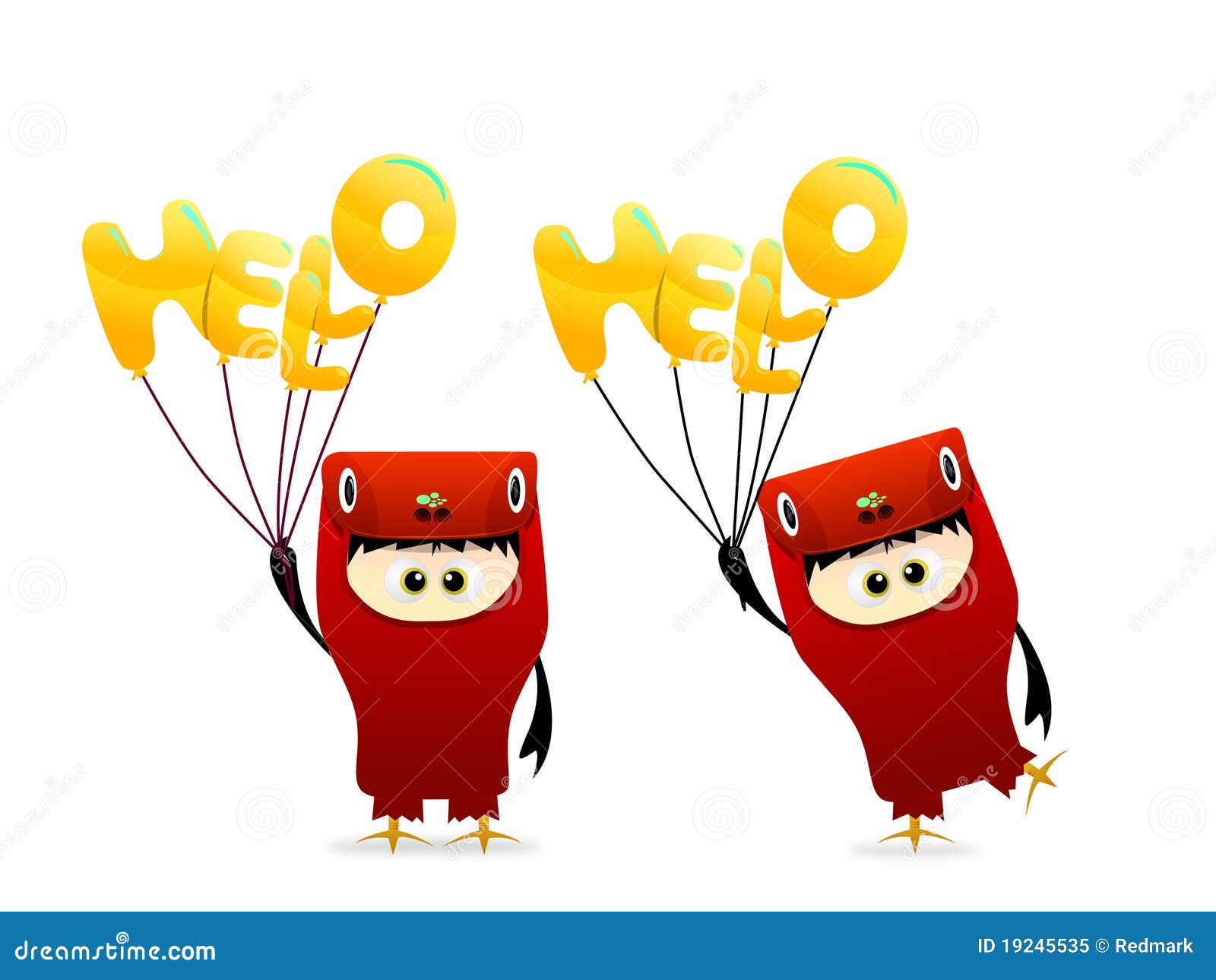 Cute Hello Character with Balloon Vector Stock Illustration ...