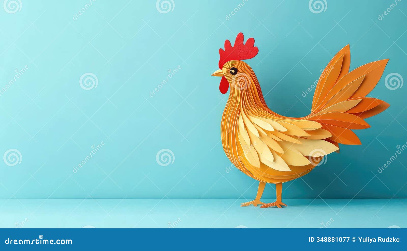 Cute Hen on Blue Background Stock Illustration - Illustration of ...