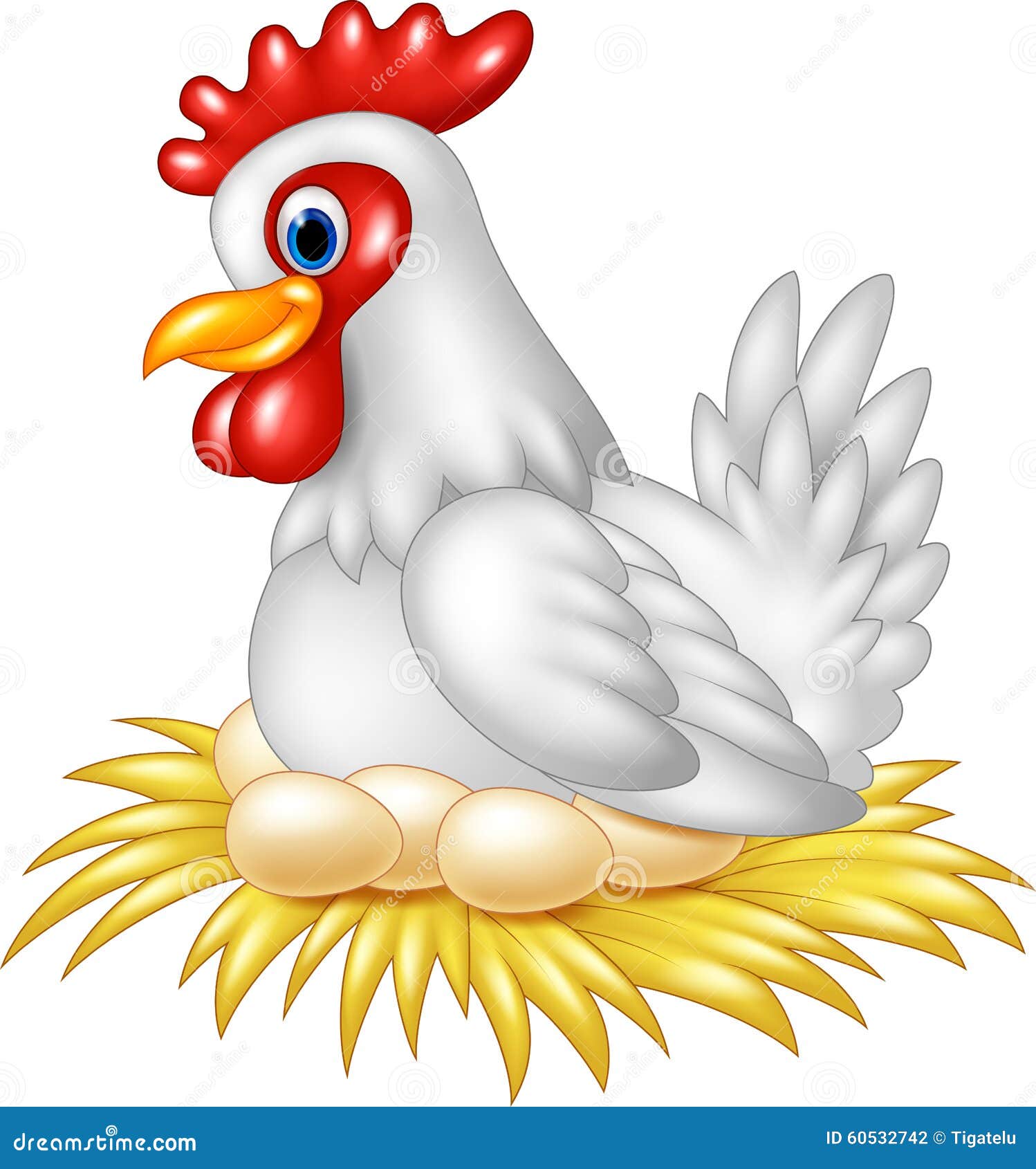 Cute Hen Brooding Her Egg Cartoon Vector | CartoonDealer.com #111533581