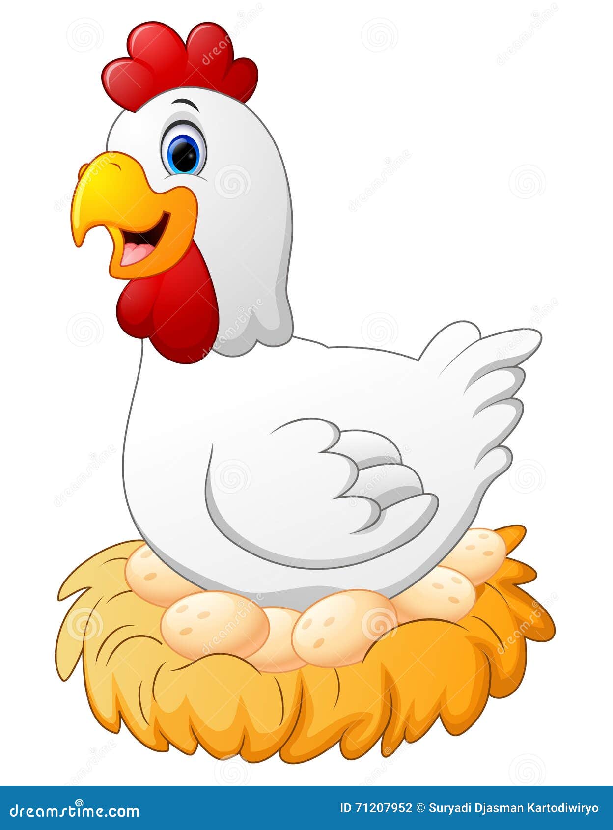 Cute Hen Brooding Her Egg Cartoon Vector | CartoonDealer.com #111533581