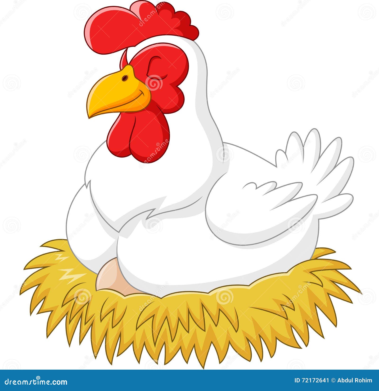 Cute hen brooding her egg stock vector. Illustration of livestock ...