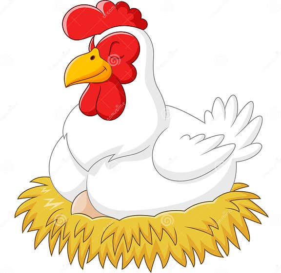Cute hen brooding her egg stock vector. Illustration of livestock ...