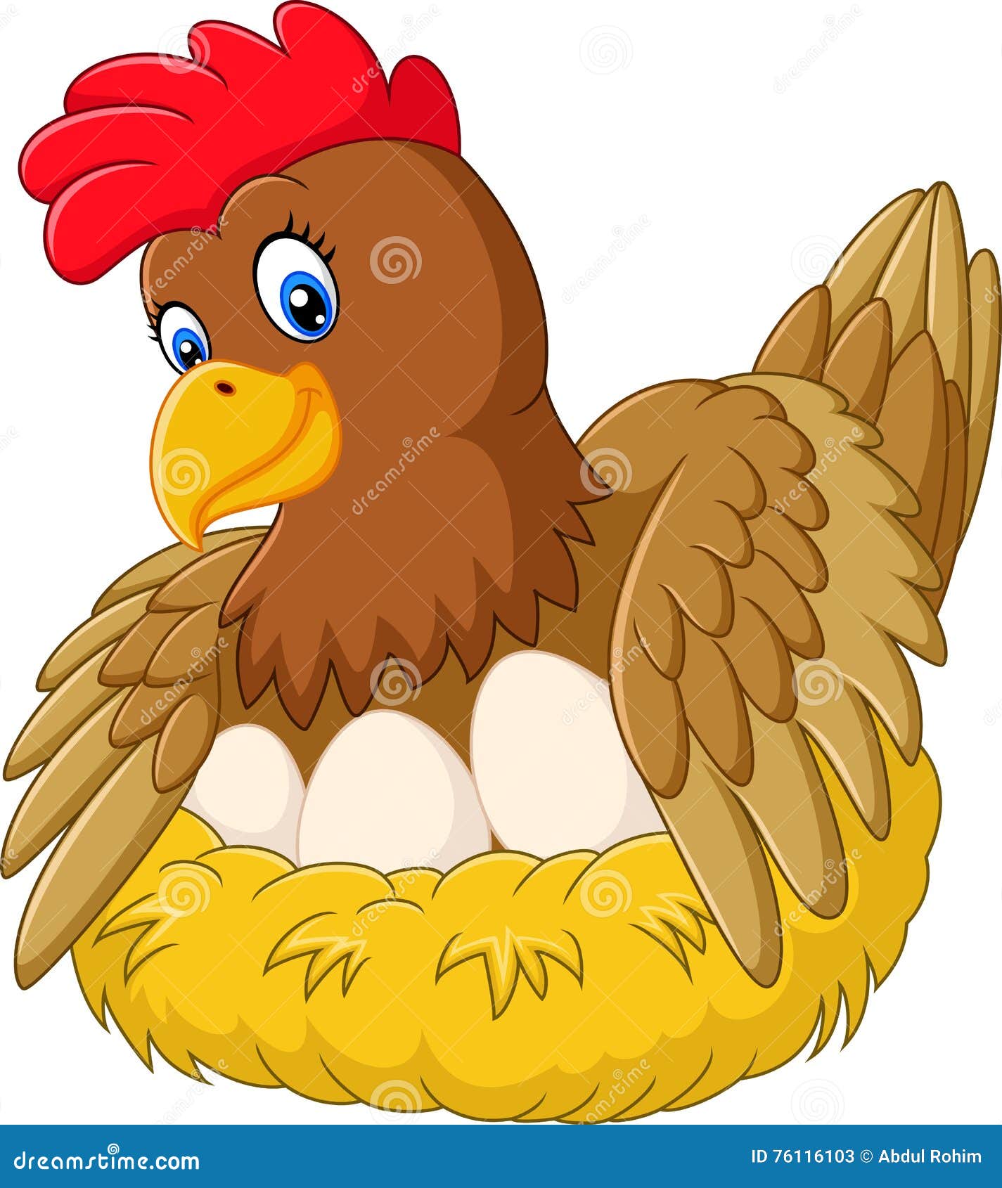 Cute Hen Brooding Her Egg Vector Illustration | CartoonDealer.com #71207952