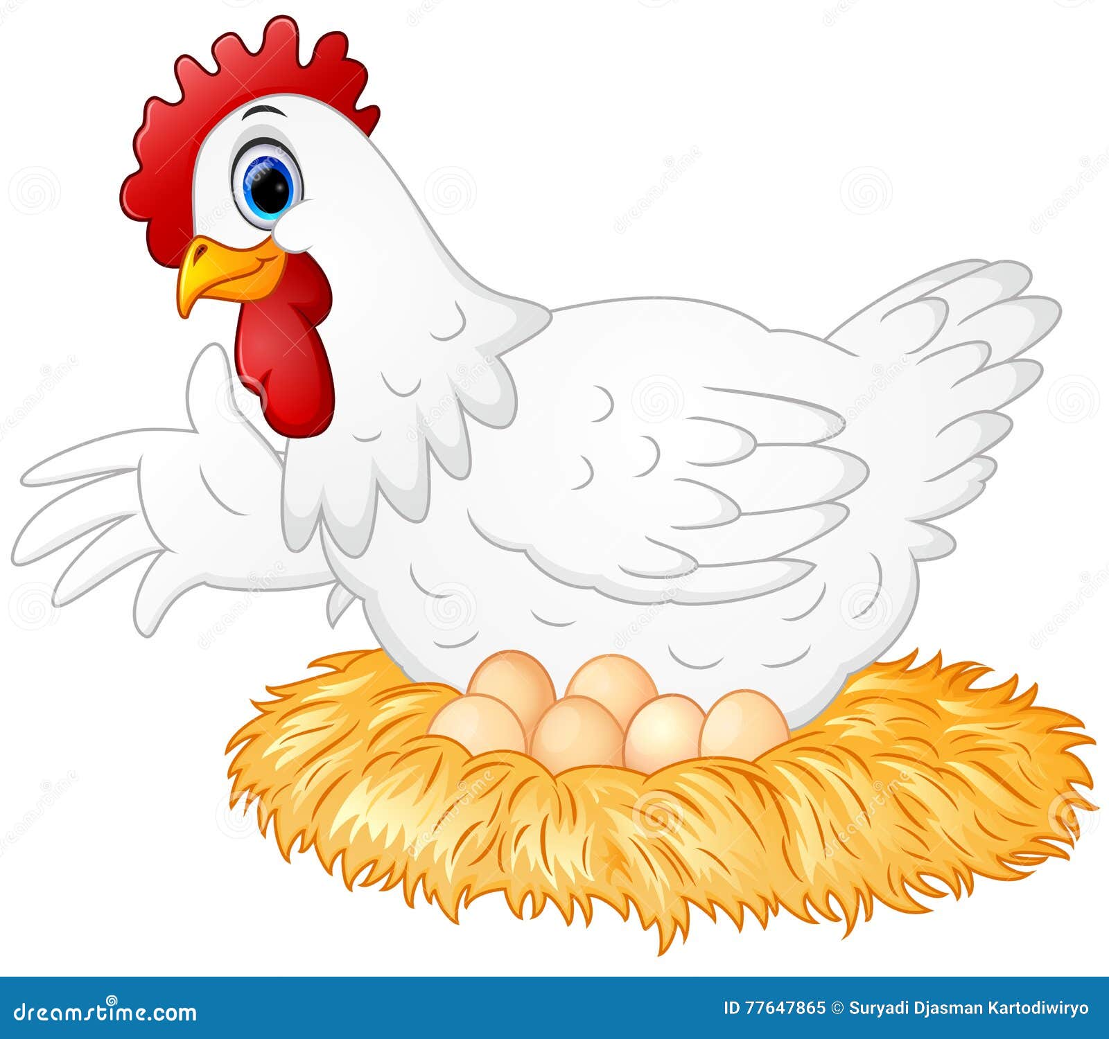 Cute Hen Brooding Her Egg Cartoon Vector | CartoonDealer.com #76116103