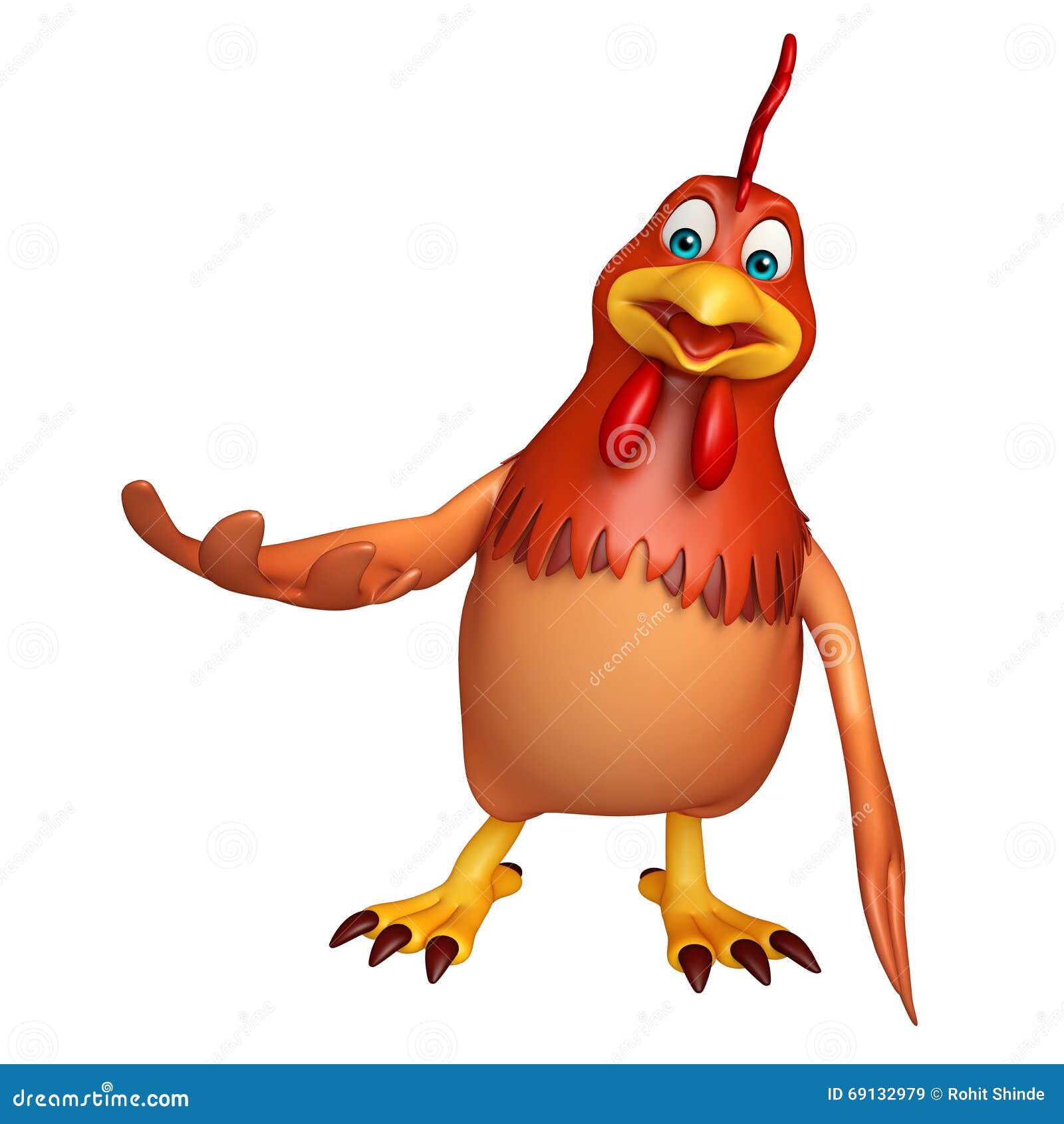 Cute Hen Cartoon Character with Arrow Stock Illustration - Illustration ...