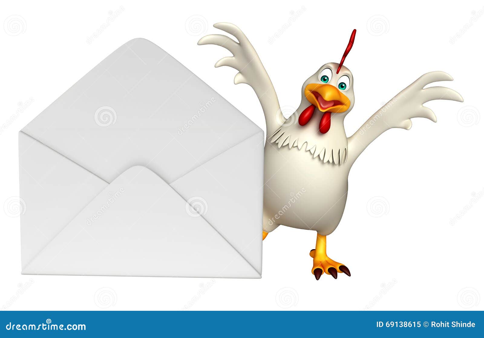 Cute Hen Cartoon Character with Mail Stock Illustration - Illustration ...