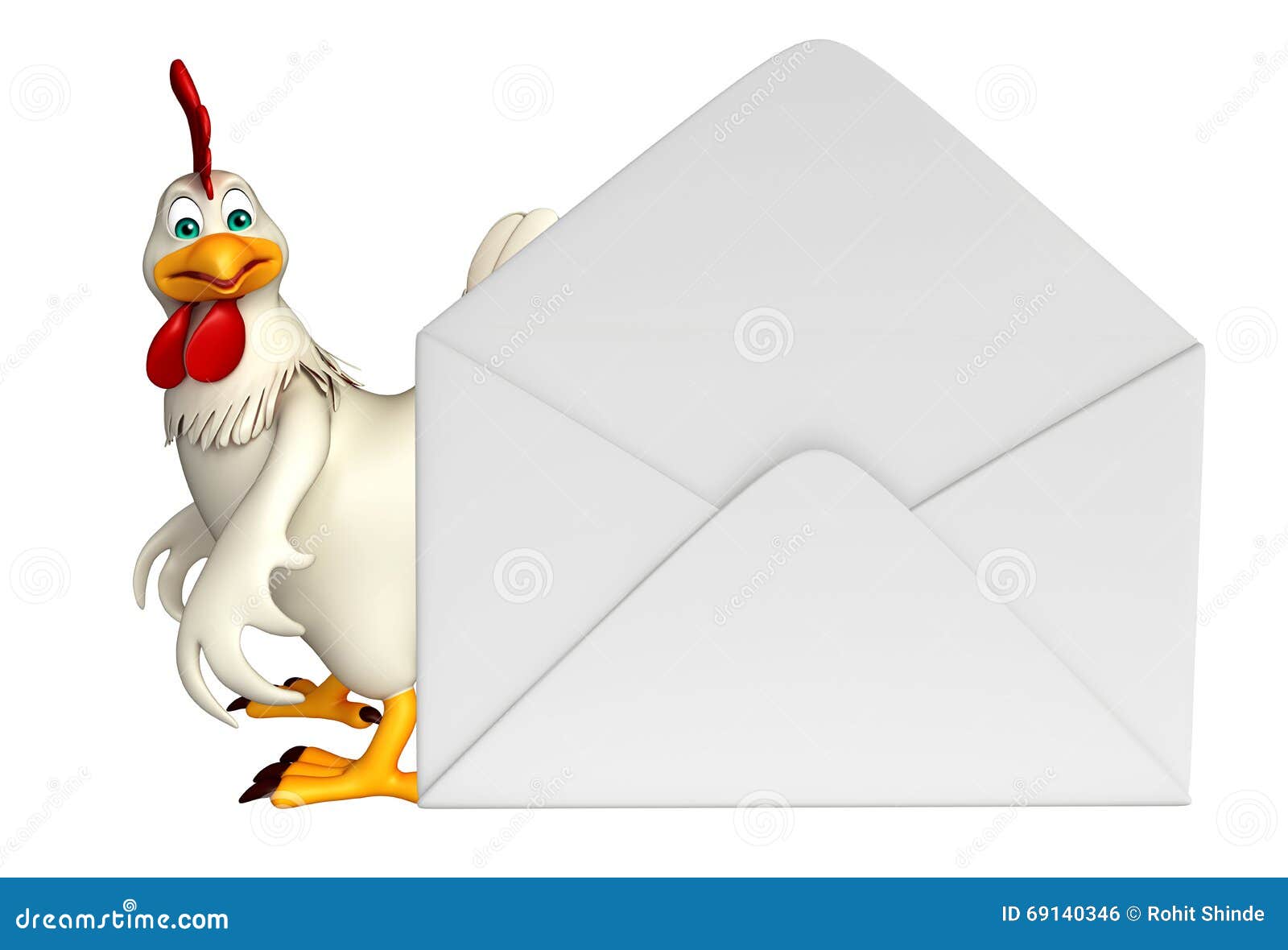 Cute Hen Cartoon Character with Mail Stock Illustration - Illustration ...