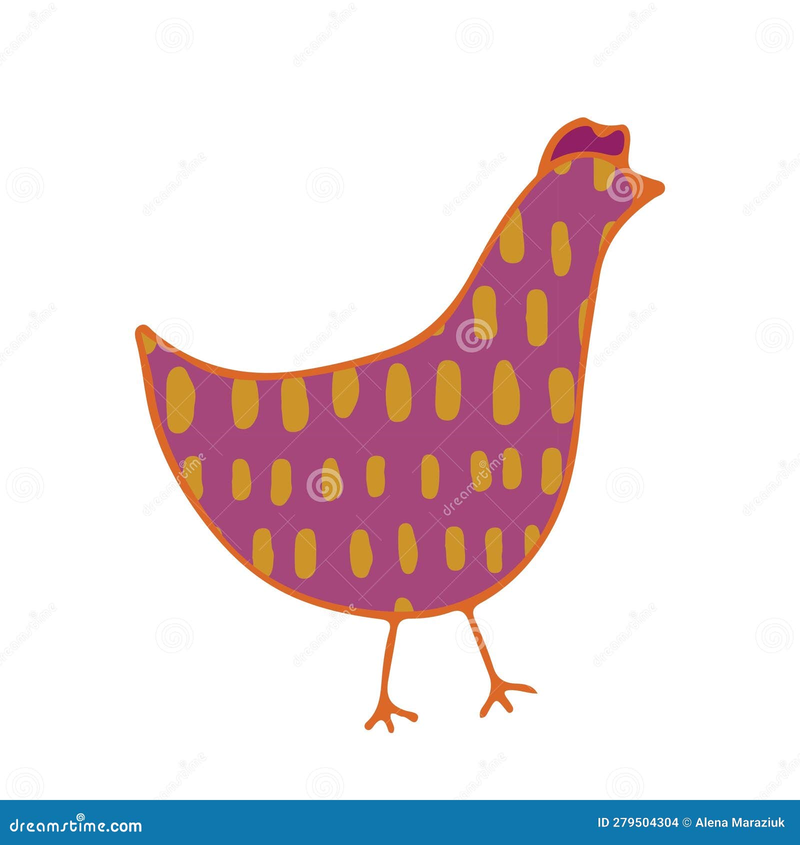 Cute Hen Isolated on White Background. Bird Pattern. Graphic Design ...
