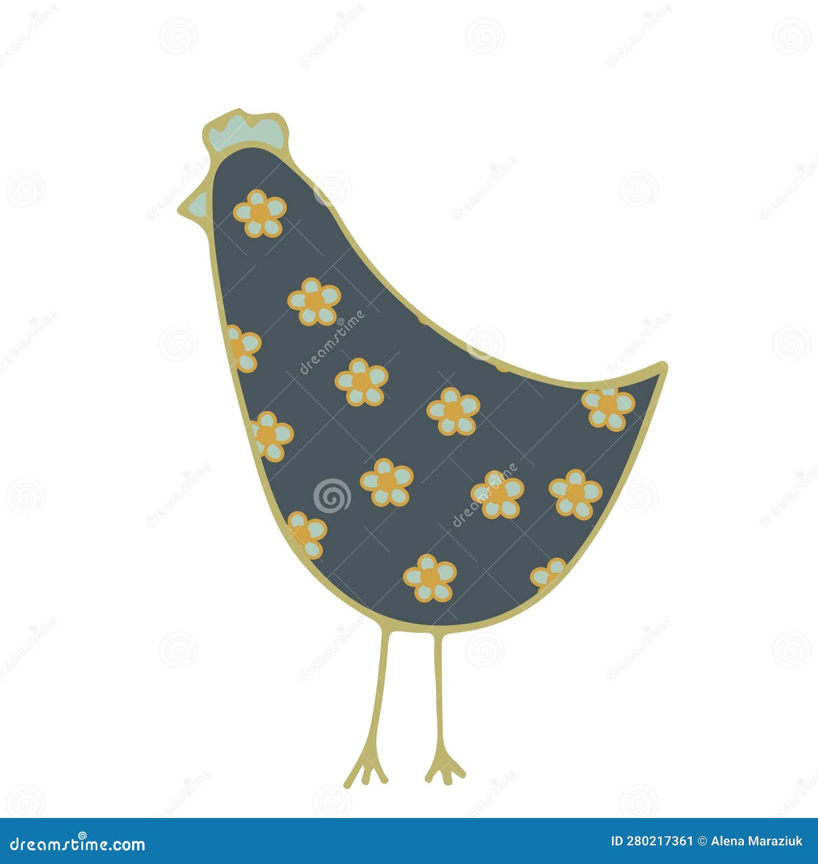 Cute Hen Isolated on White Background. Bird Pattern. Graphic Design ...