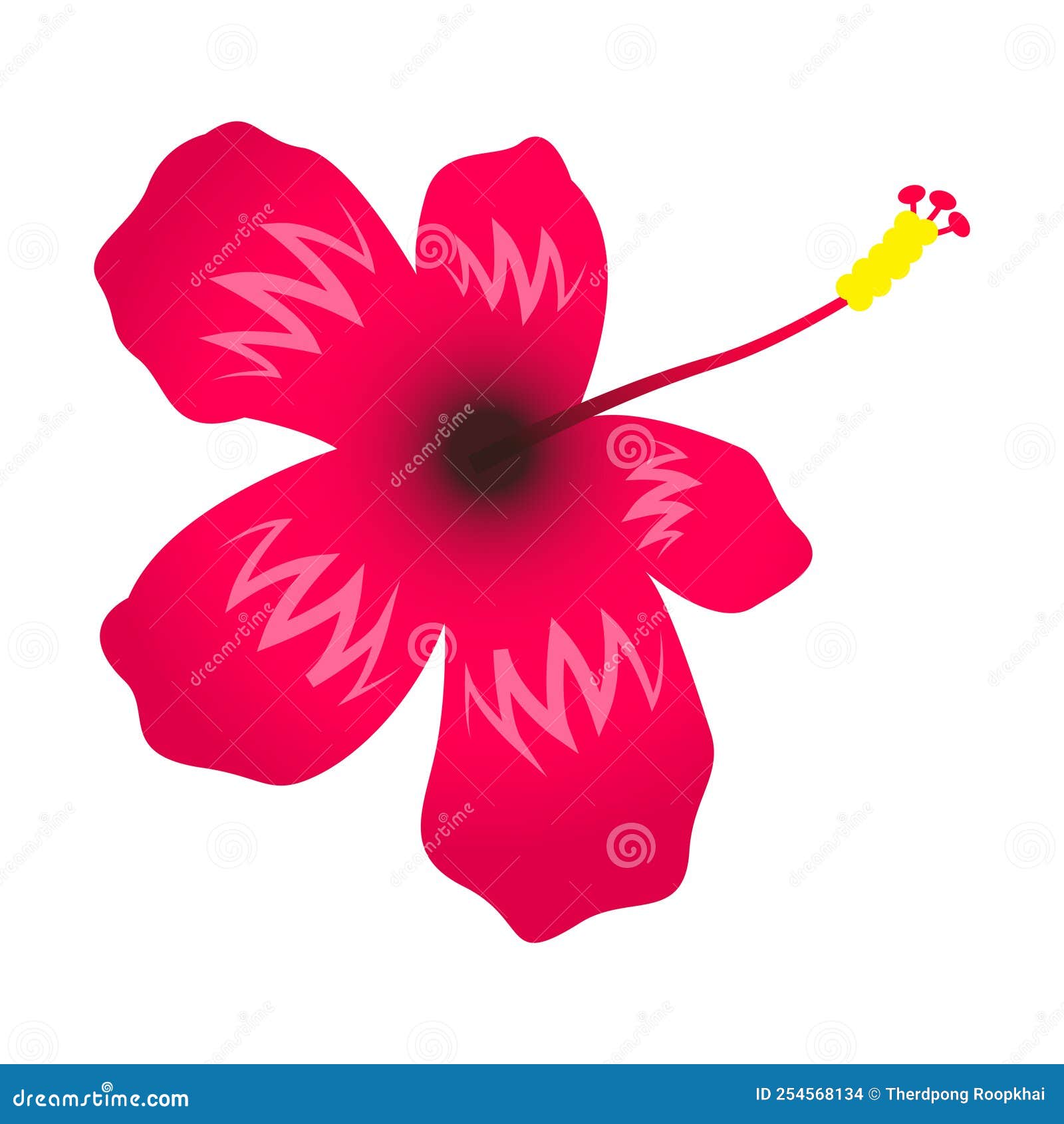 Cute of Hibiscus Flower on Cartoon Version Stock Vector - Illustration ...
