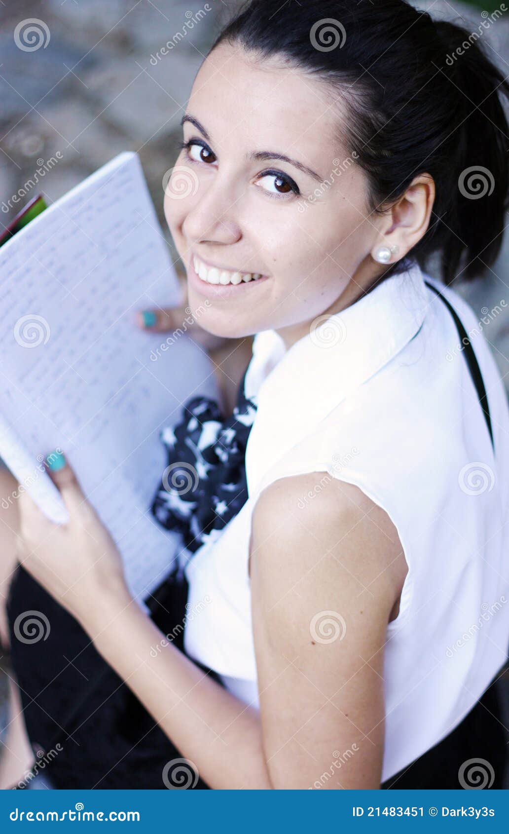 Cute Highschool Student Smiling Stock Image - Image of woman, college ...