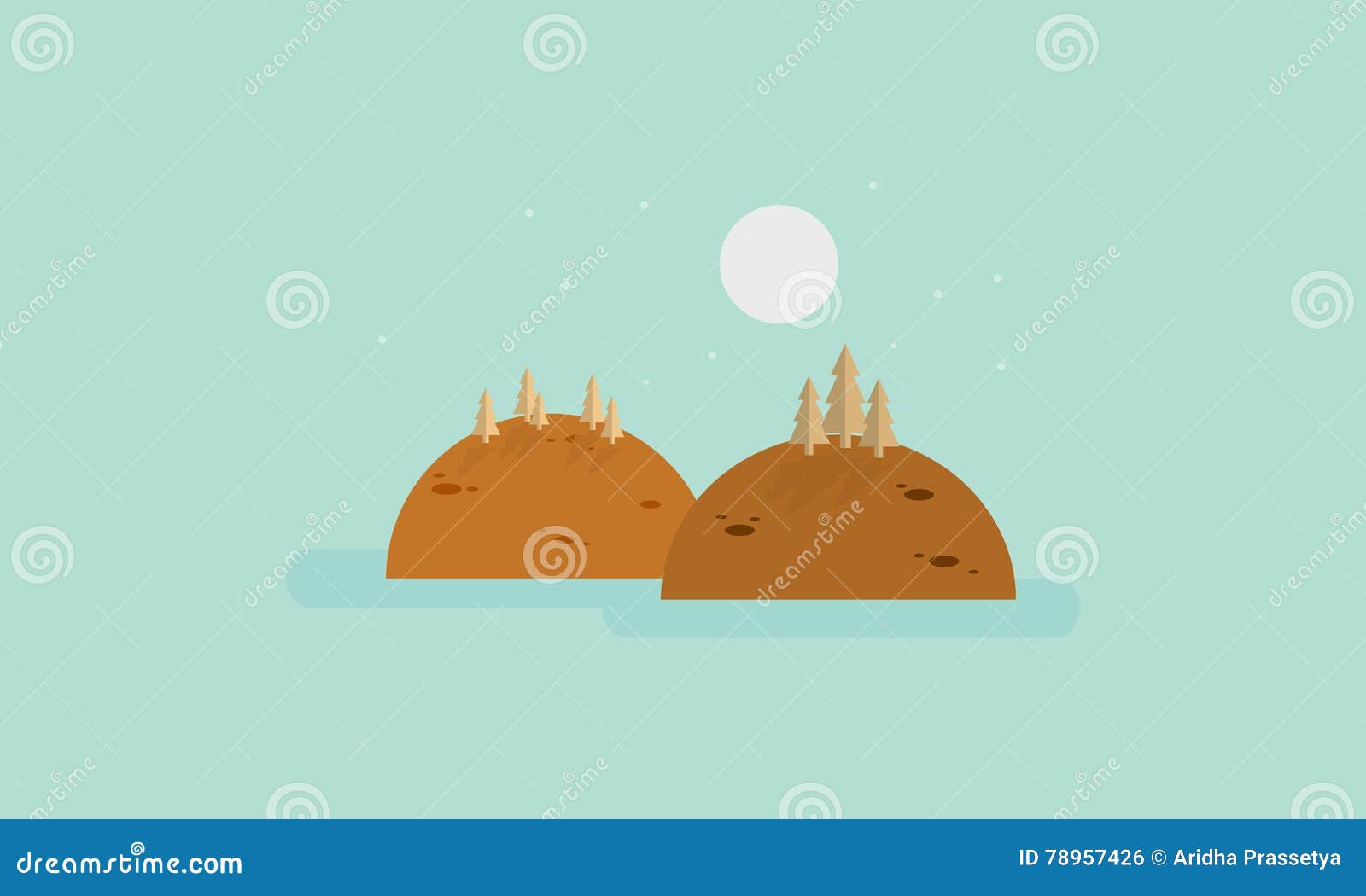 Cute Hill Cartoon Vector Flat Stock Vector - Illustration of sunlight ...