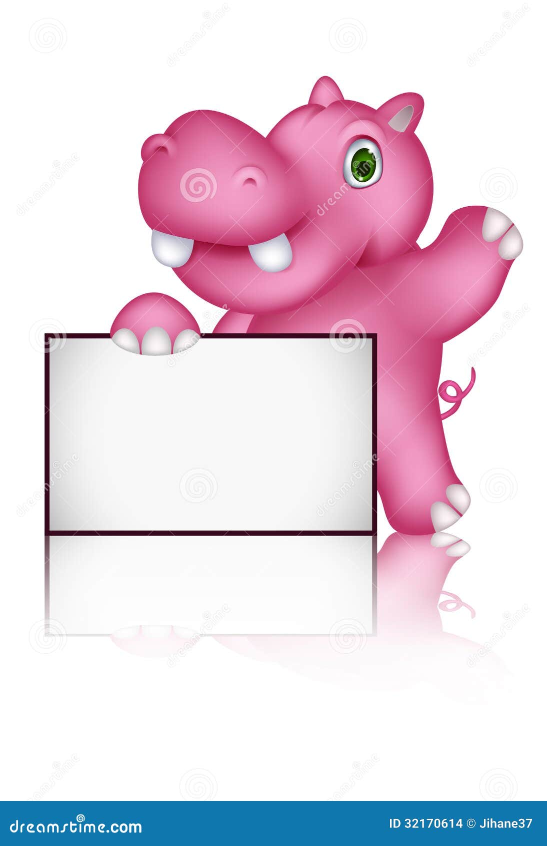 Cute Hippo Cartoon with Blank Sign Stock Illustration - Illustration of ...