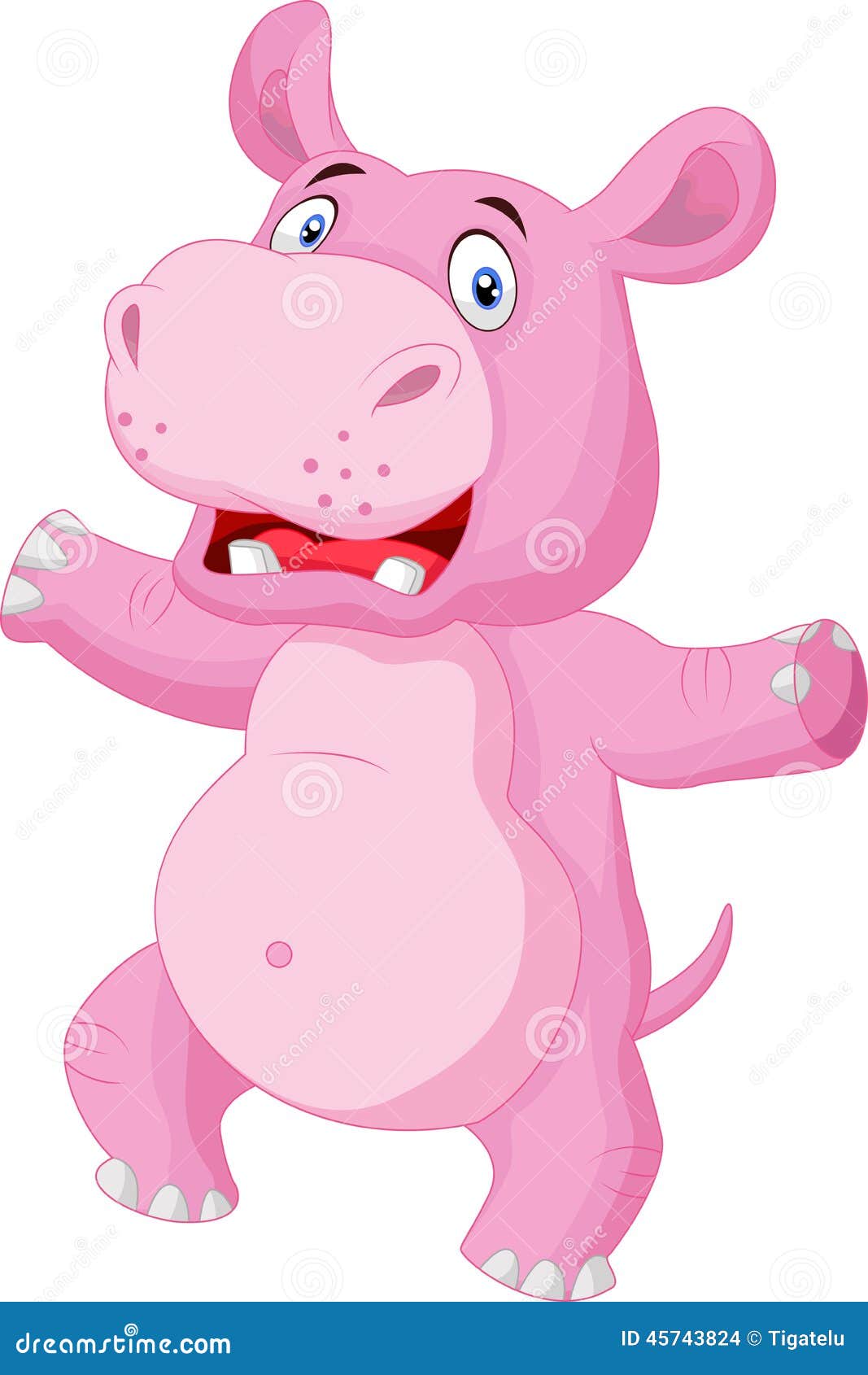 Cute hippo cartoon stock vector. Illustration of hippo - 45743824