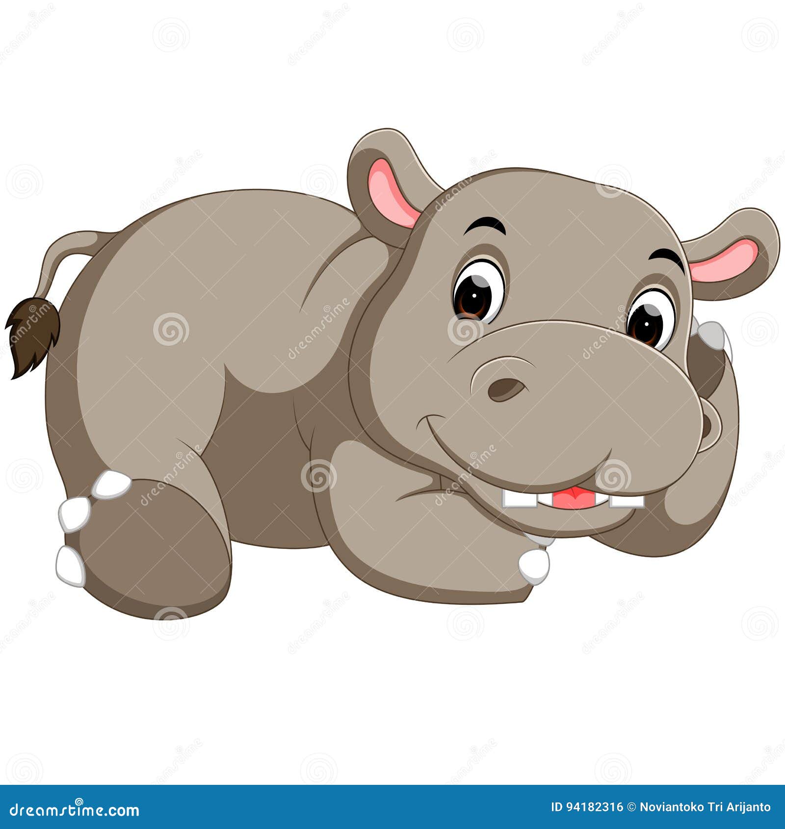 Cute hippo cartoon stock vector. Illustration of cheerful - 94182316